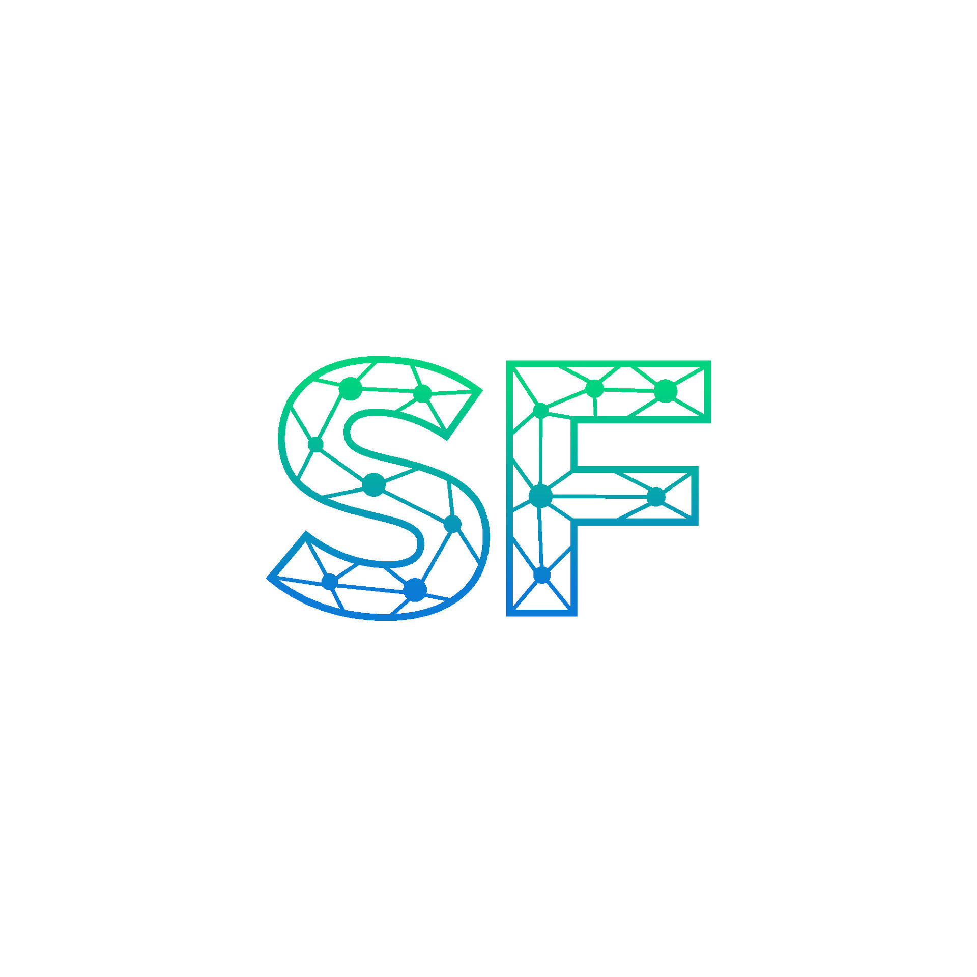 Abstract letter SF logo design with line dot connection for technology and digital business ...