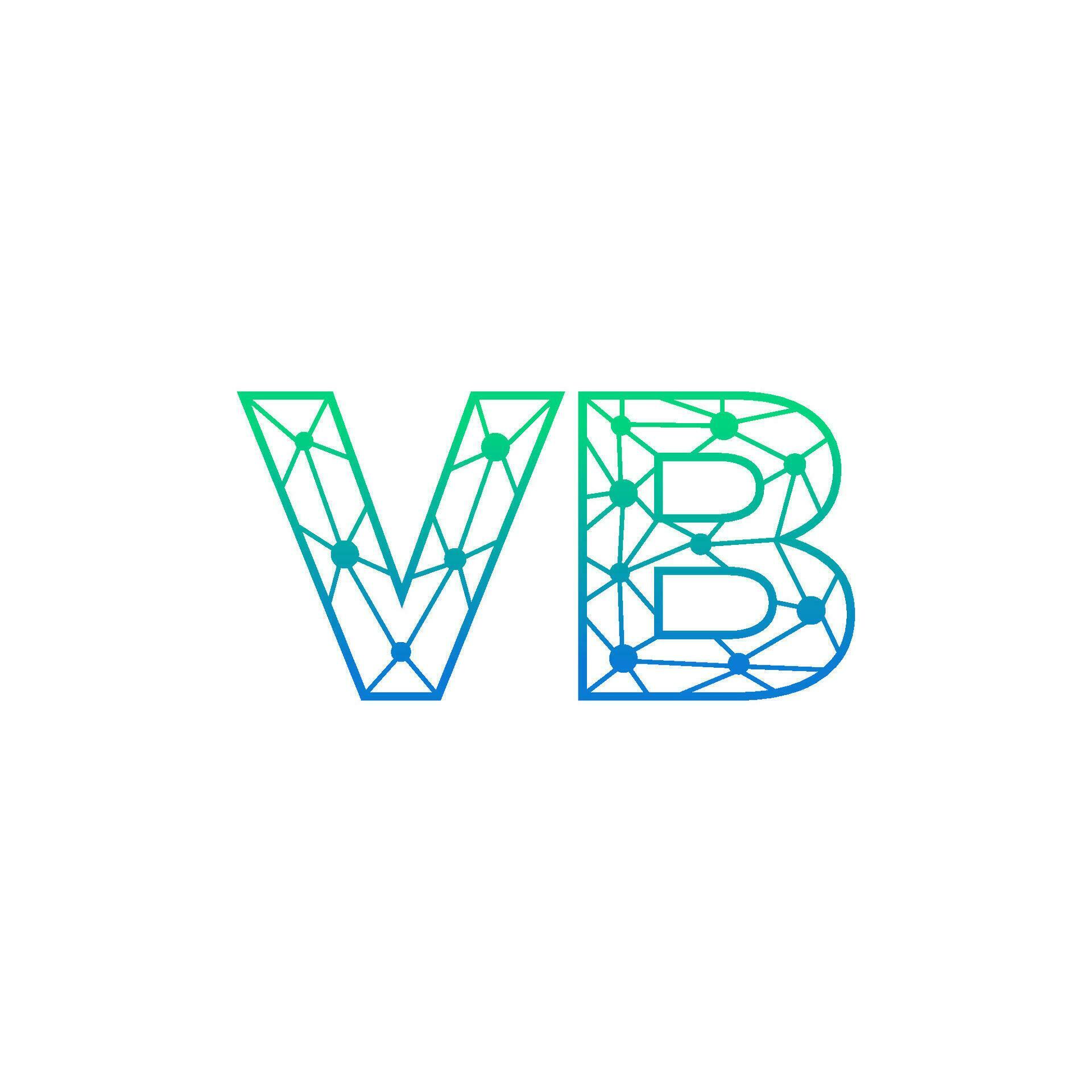 Abstract letter VB logo design with line dot connection for technology ...