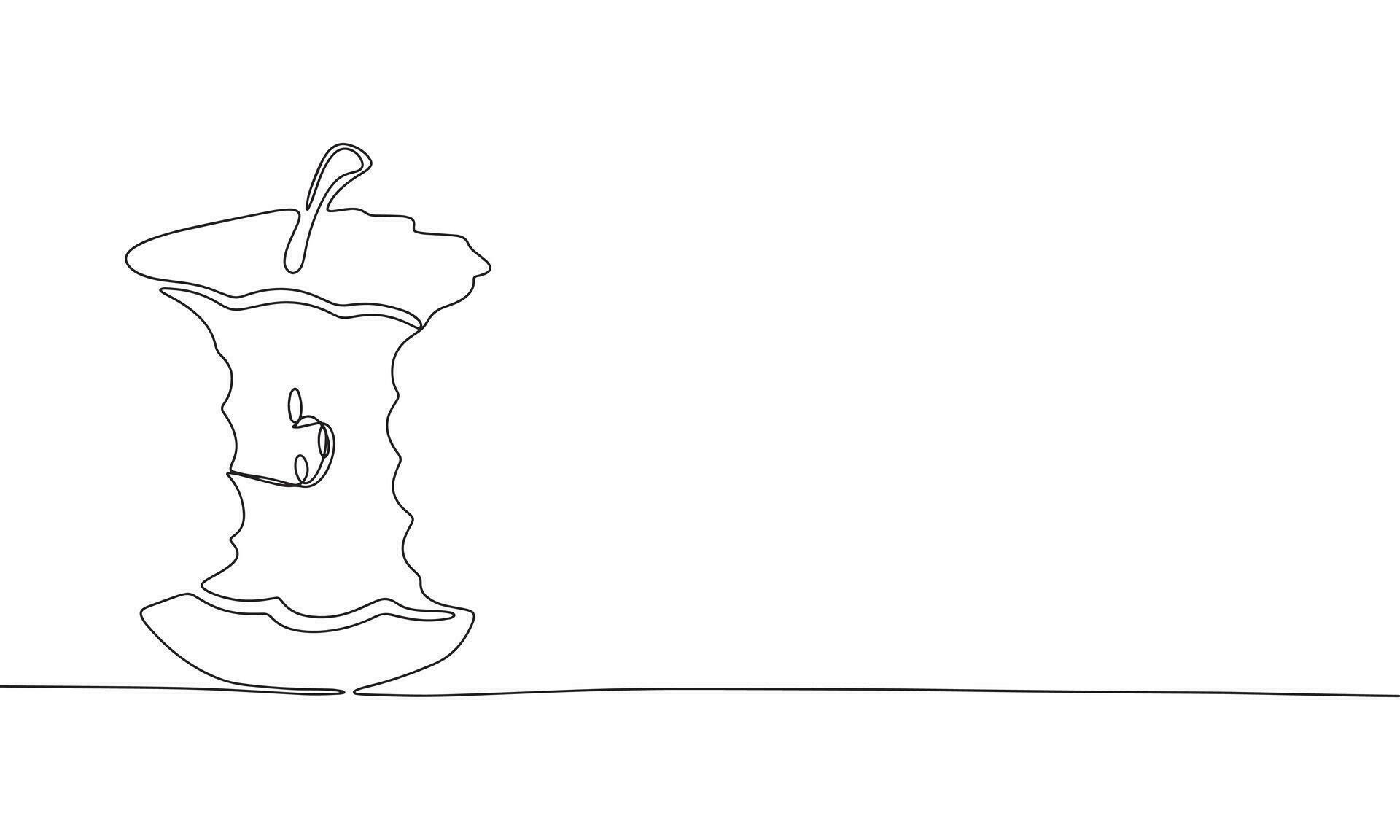 Apple core continuous line drawing art. Abstract simple apple core. One ...