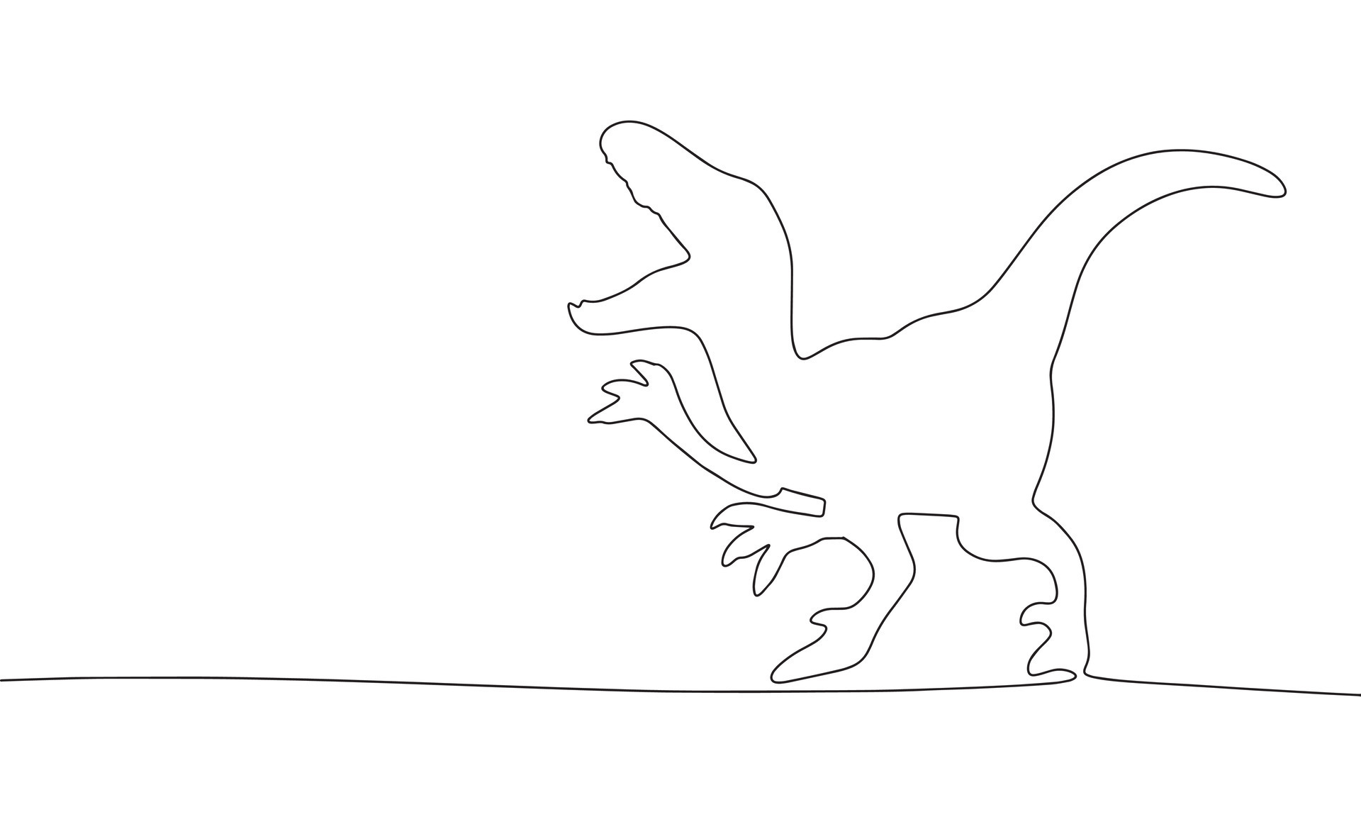 Tyrannosaur Continuous Line Drawing Art Abstract Simple Dinosaur One Line Continuous Outline