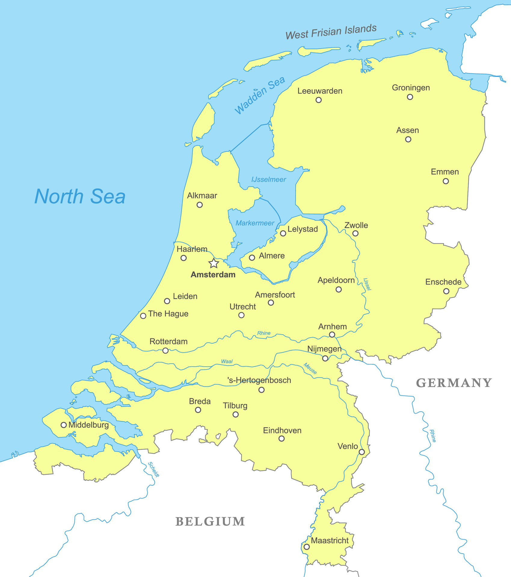 Political map of Netherlands with national borders 25354551 Vector Art ...