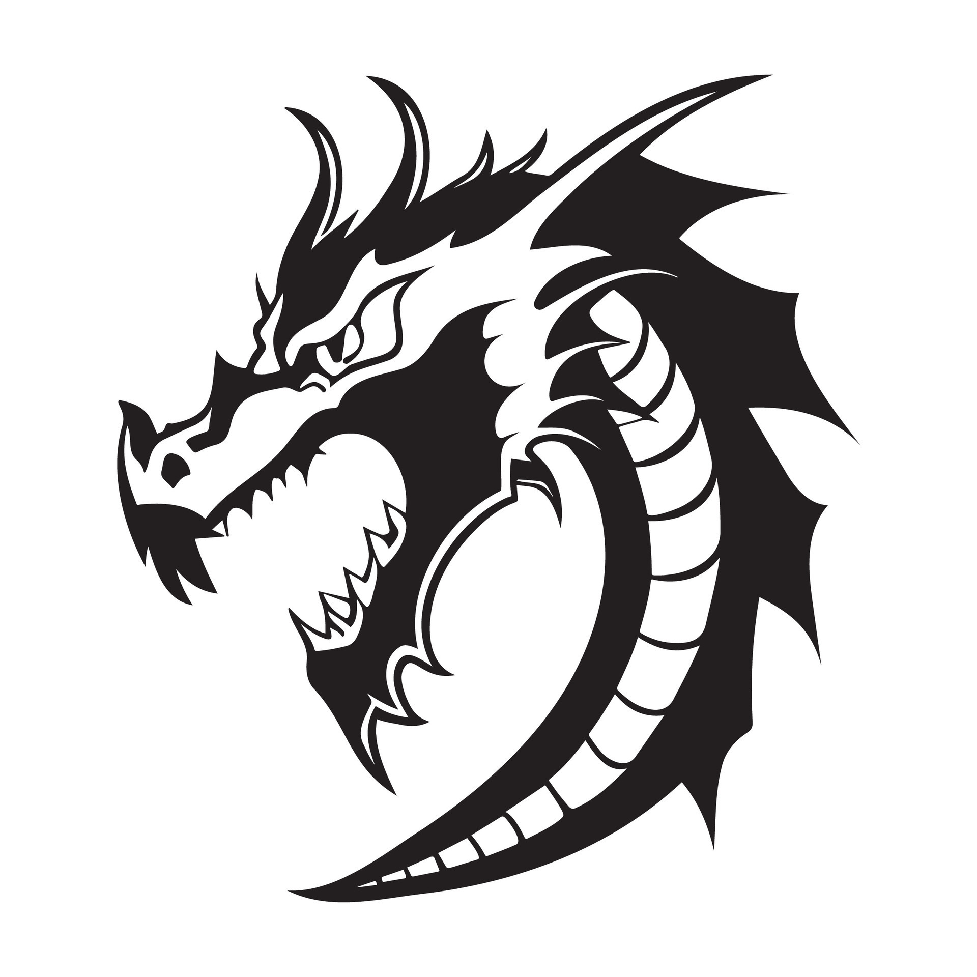 Dragon head black and white vector icon 25354837 Vector Art at Vecteezy