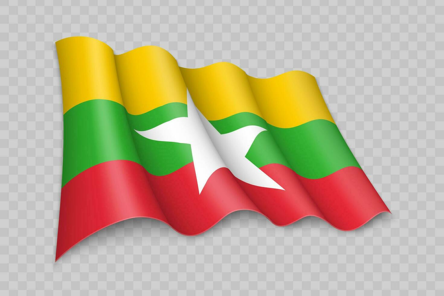 3D Realistic waving Flag of Myanmar 25355000 Vector Art at Vecteezy