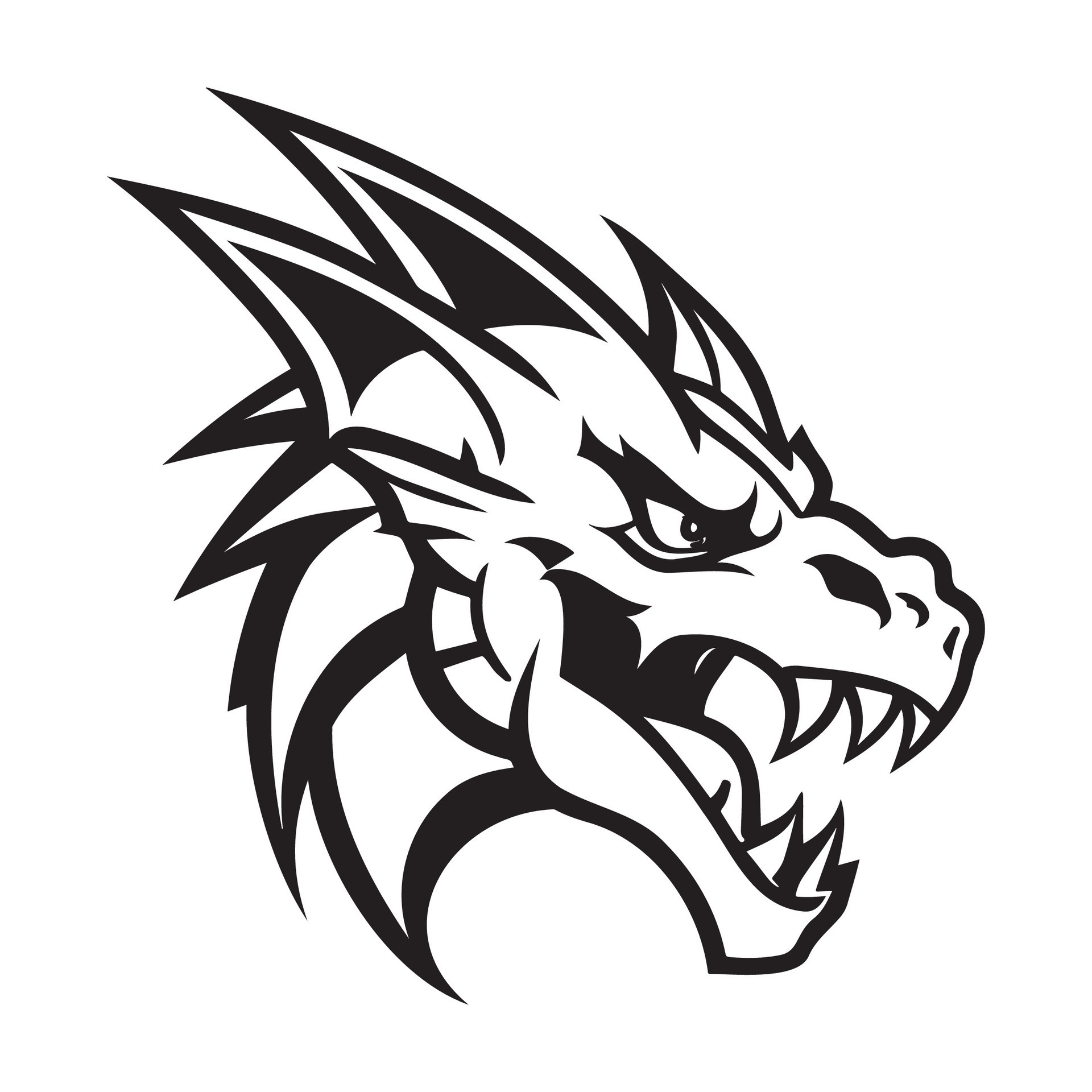 Dragon head black and white vector icon 25355387 Vector Art at Vecteezy