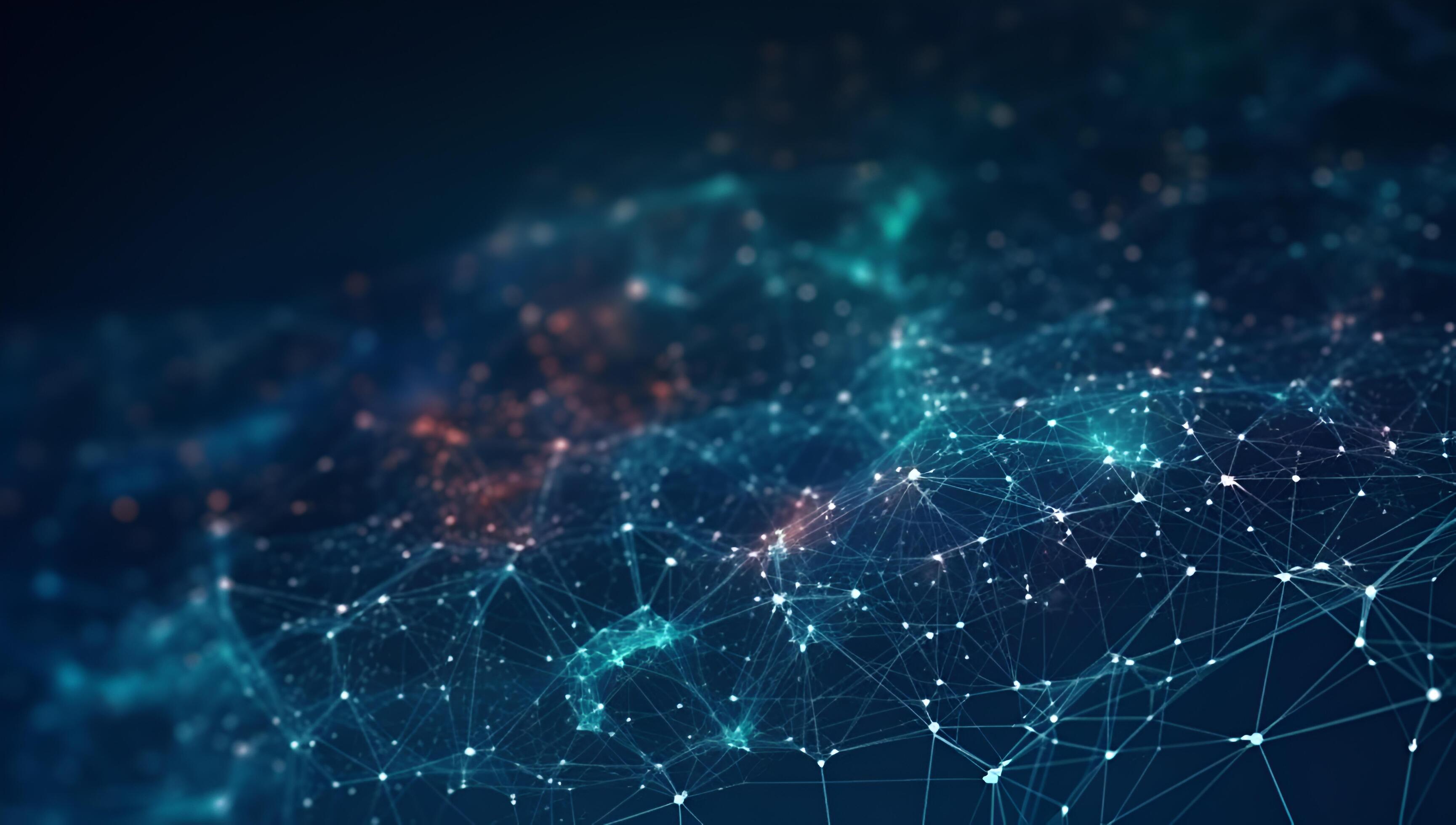 Abstract blue digital data background. Network connection structure. Structural connection of ...