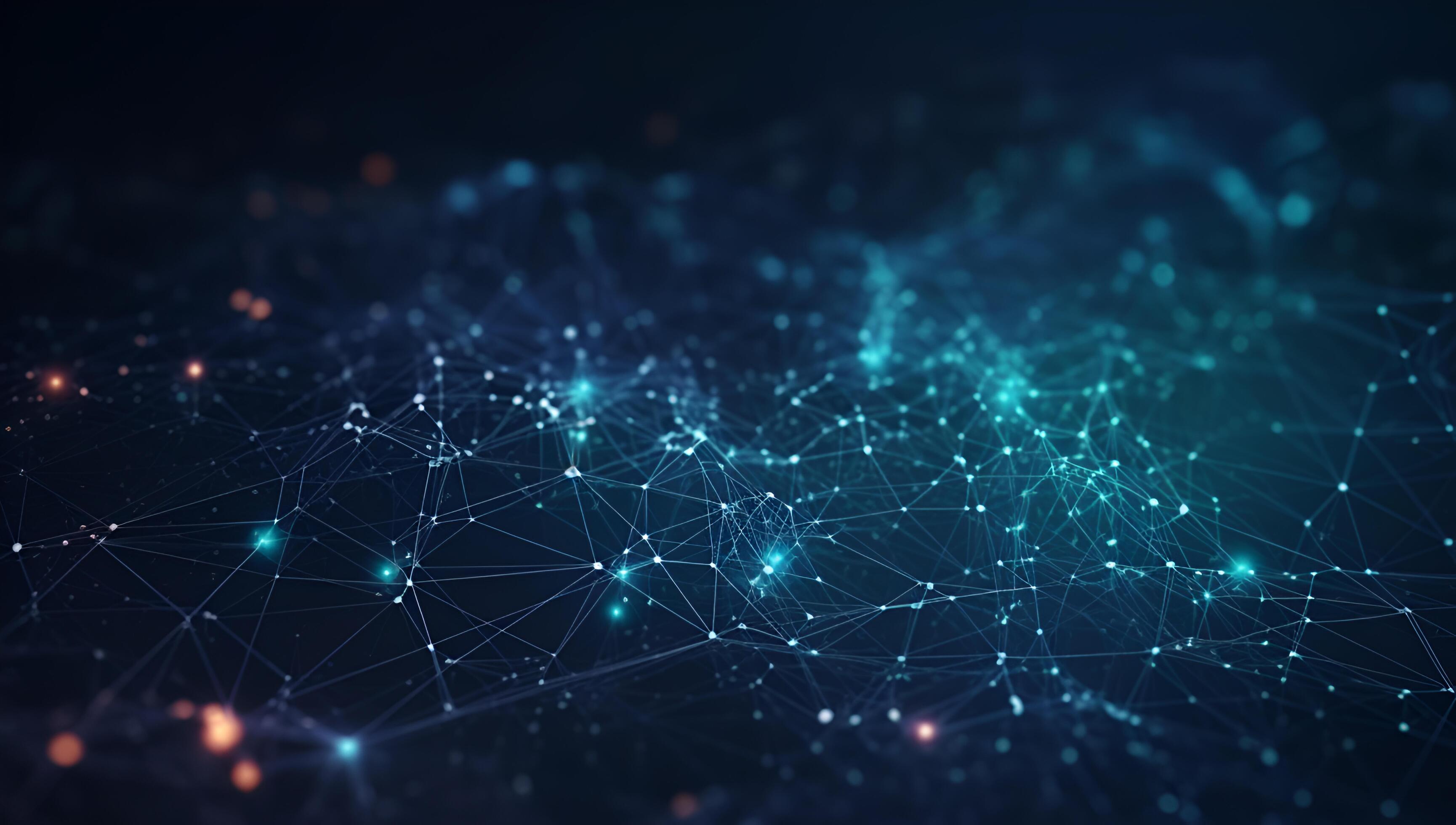 Abstract blue digital data background. Network connection structure. Structural connection of ...