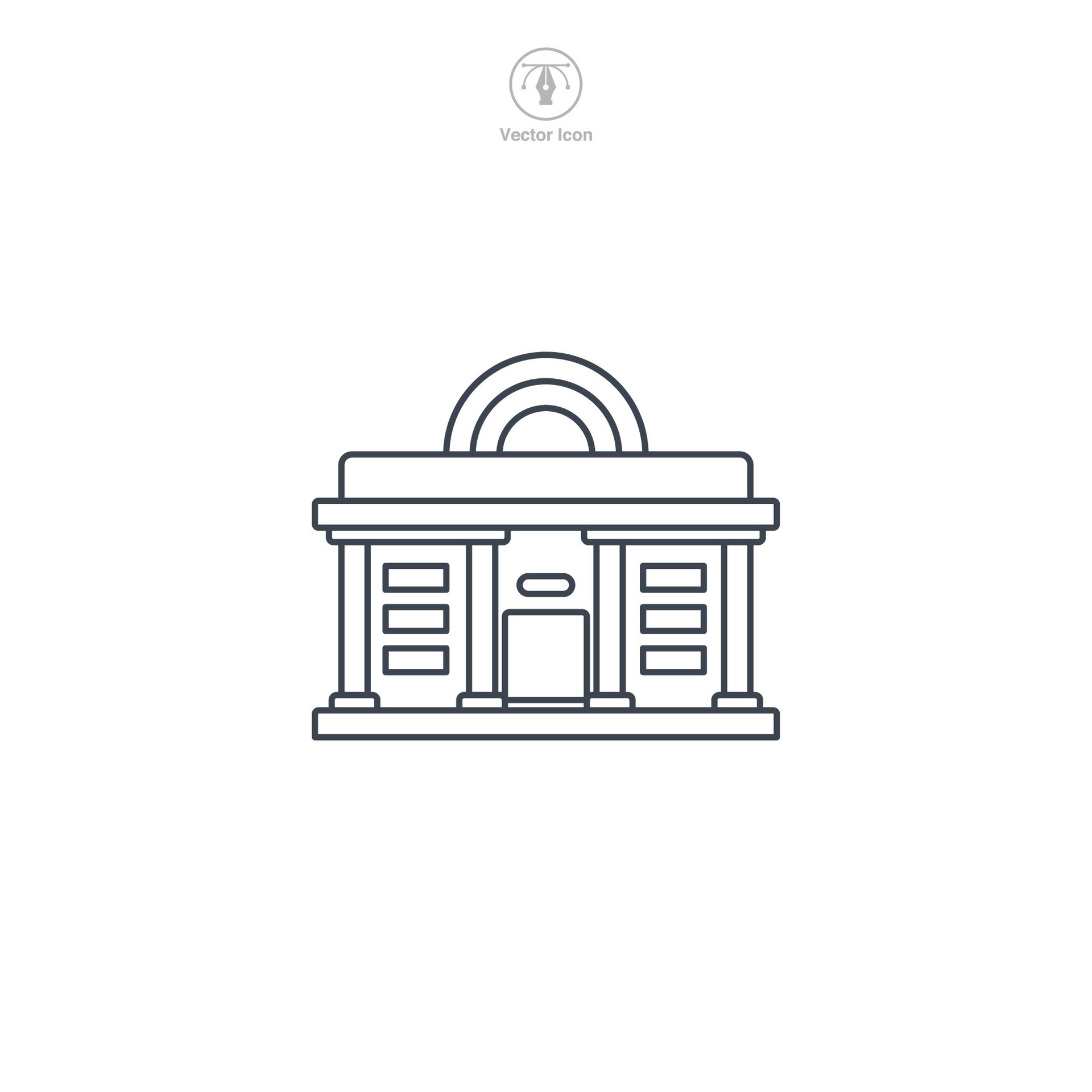 Library Icon Vector Showcases A Stylized Structure Of Knowledge