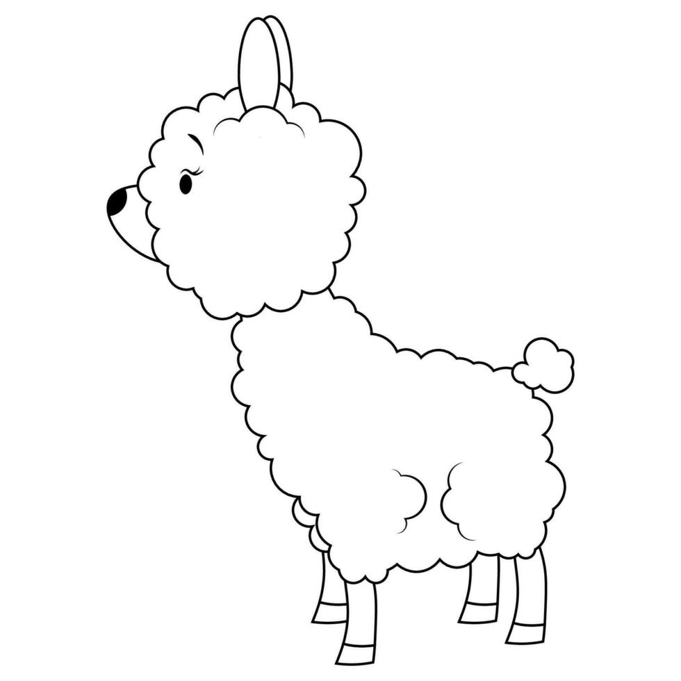 Fluffy cute alpaca coloring page 25359998 Vector Art at Vecteezy