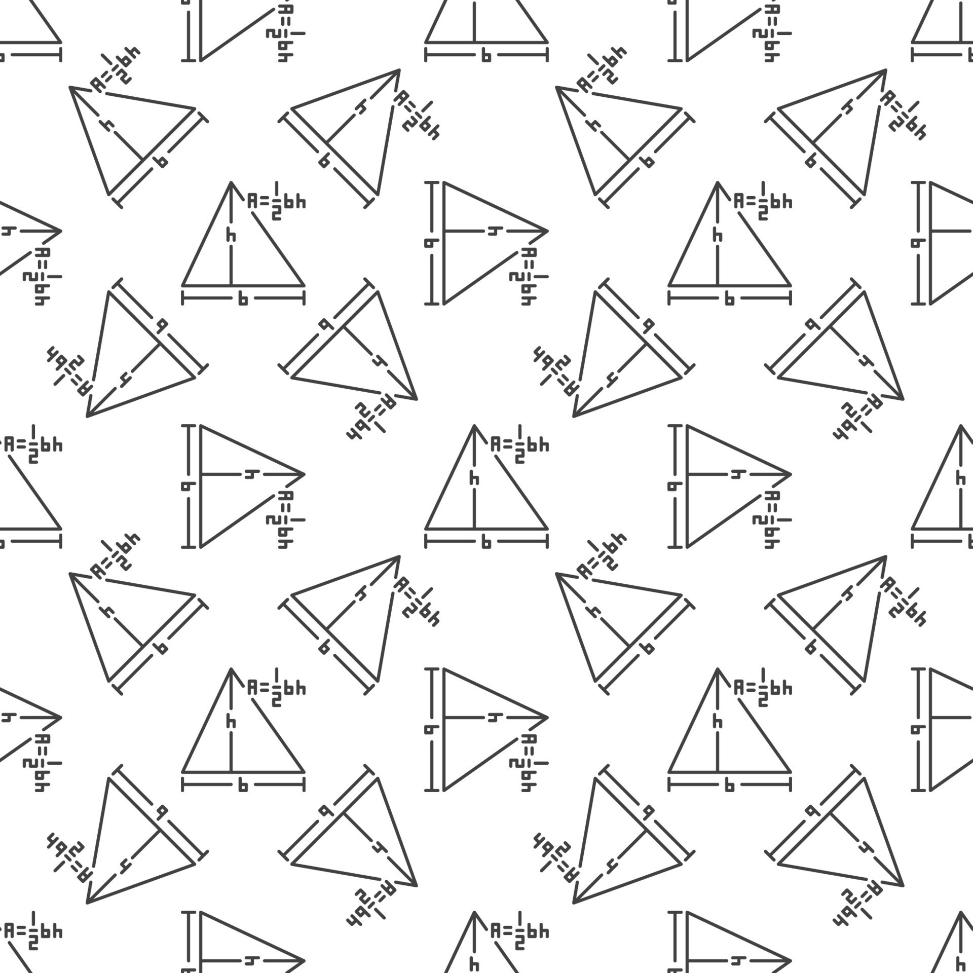 A 1 2bh vector Area of a Triangle concept line seamless pattern ...