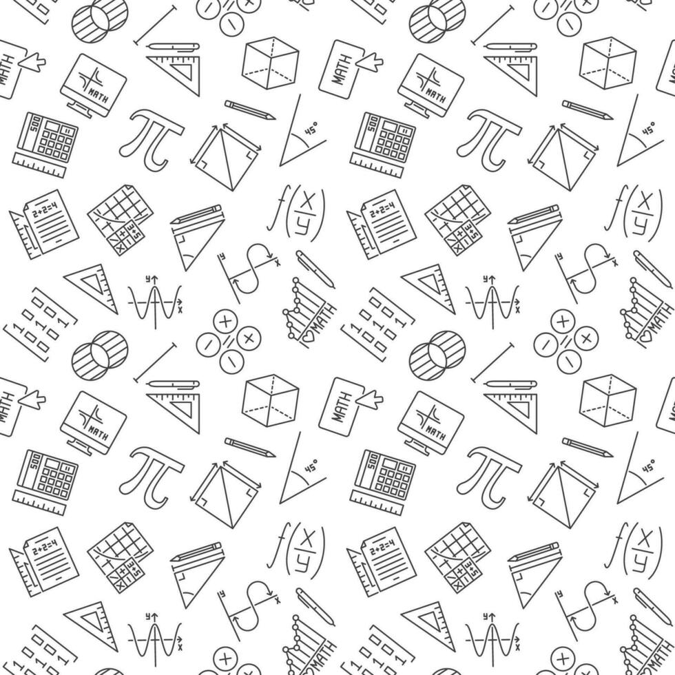 Mathematics Education Outline Seamless Pattern Math Vector Background 25361650 Vector Art At