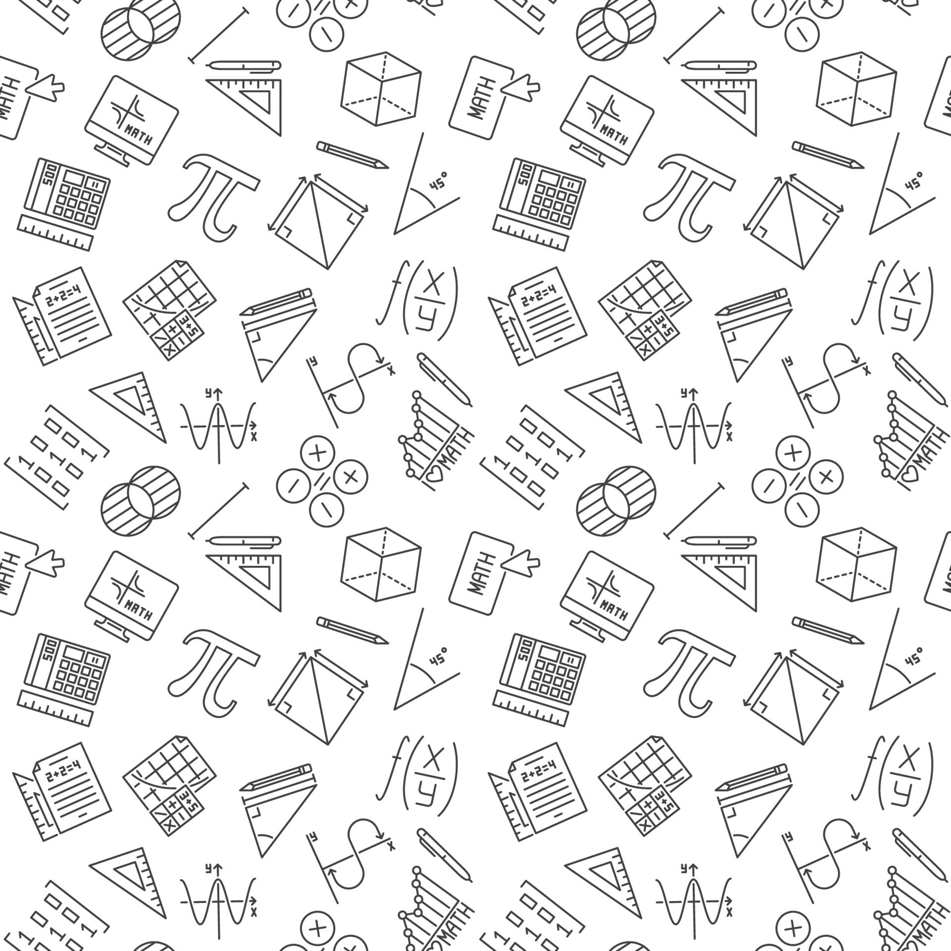 Mathematics Education Outline Seamless Pattern Math Vector Background