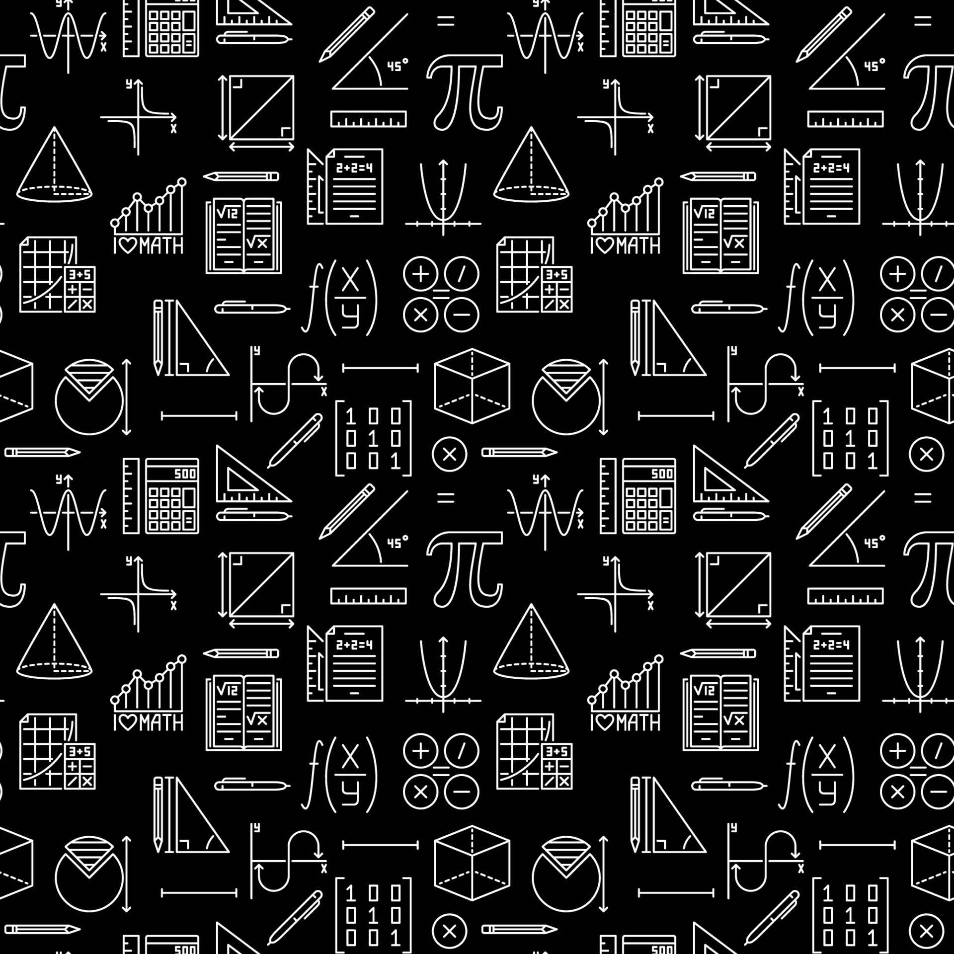 Math thin line dark pattern - Mathematics Education vector seamless ... Math thin line dark pattern - Mathematics Education vector seamless ...