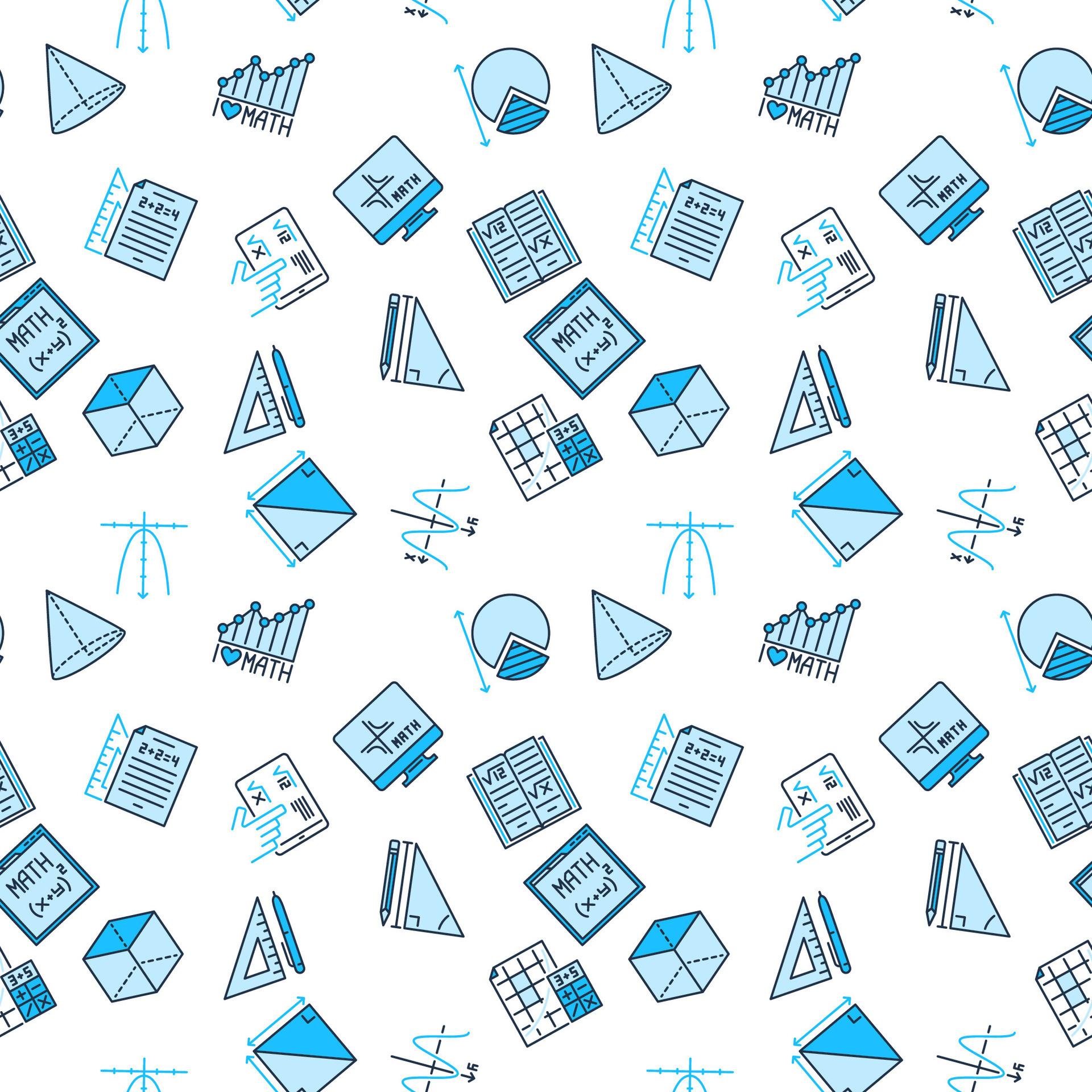 Math Science Creative Seamless Pattern Mathematics Education Vector Colored Background