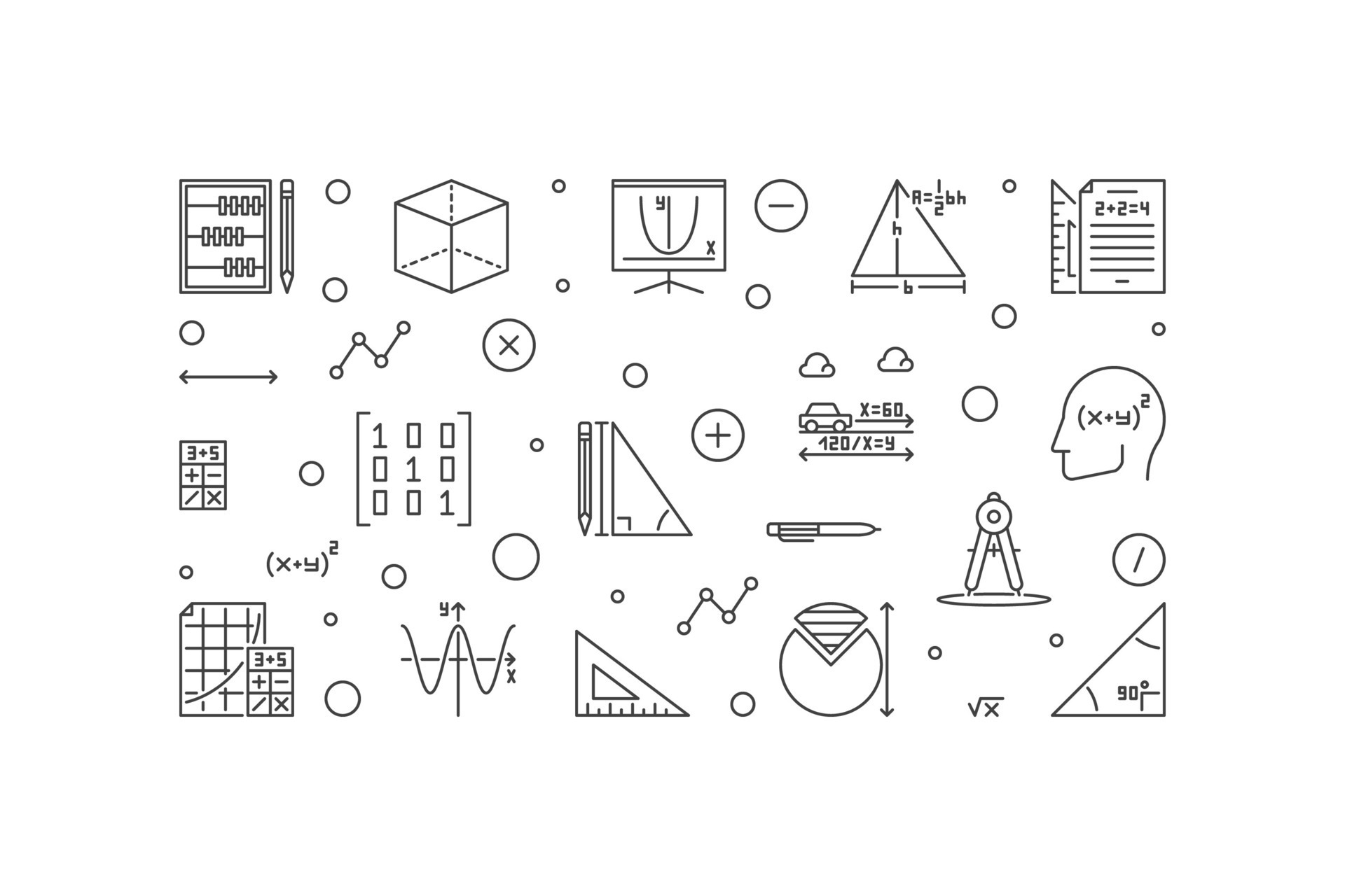 Mathematics Education vector outline horizontal banner - Math minimal ... Mathematics Education vector outline horizontal banner - Math minimal ...