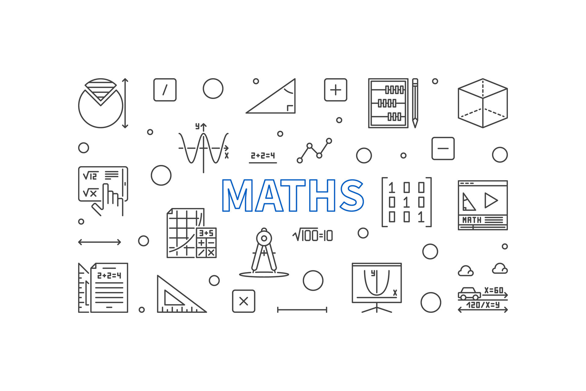 Maths vector concept outline horizontal banner. Mathematics ... Maths vector concept outline horizontal banner. Mathematics ...