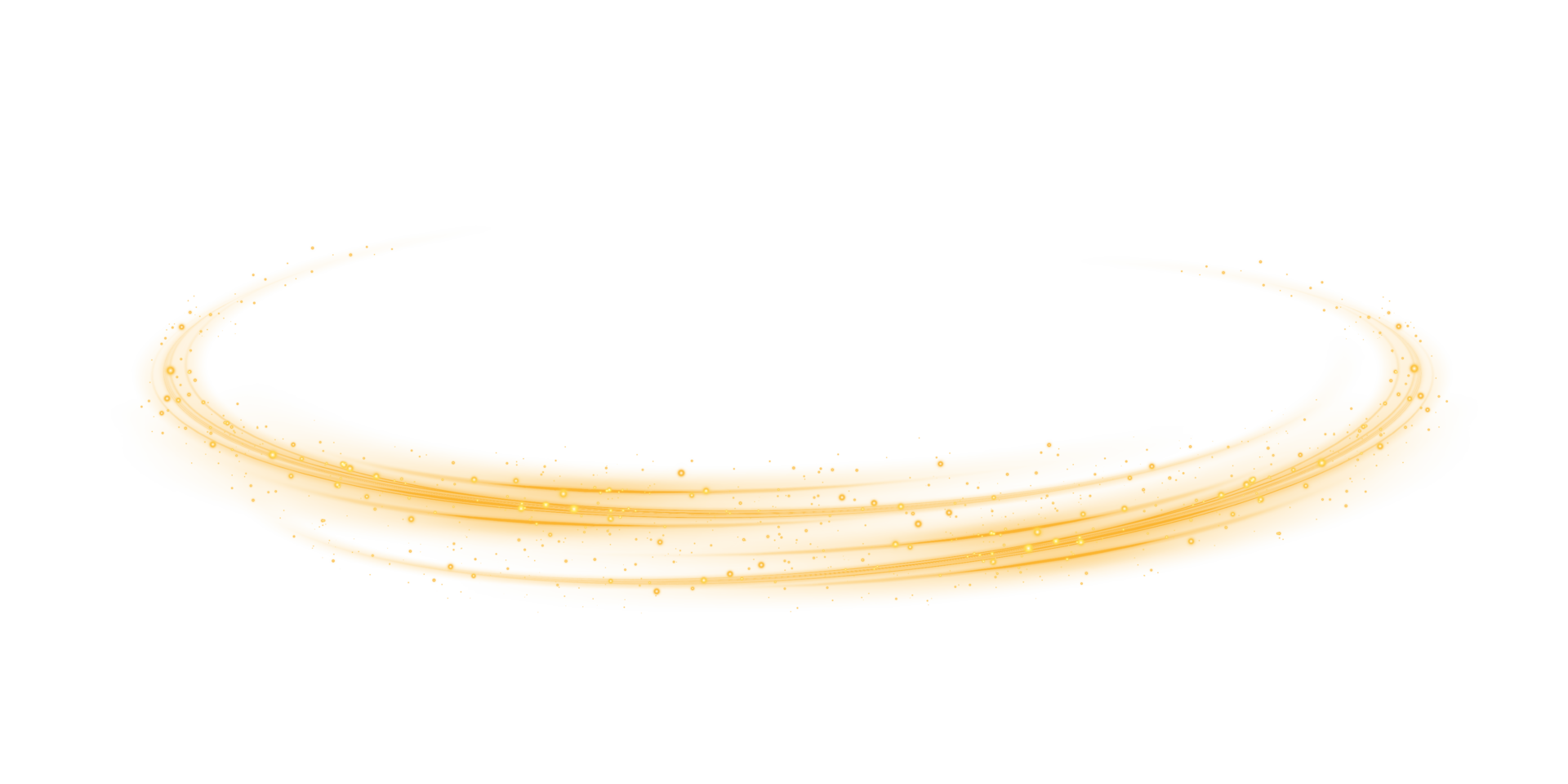 Yellow magic spirals with sparkles. Yellow light effect. Glitter particles with lines. Swirl ...