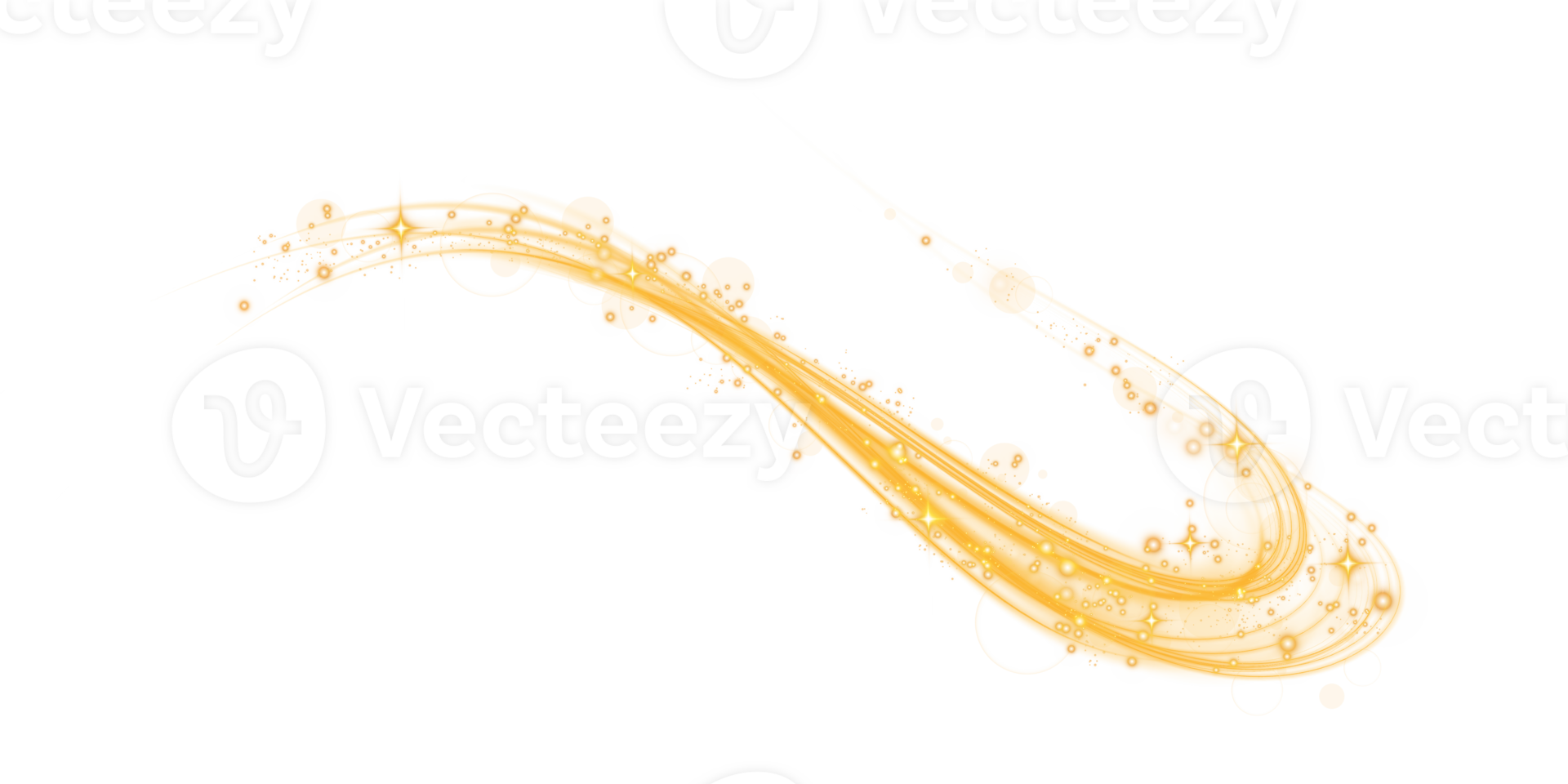 Yellow magic spirals with sparkles. Yellow light effect. Glitter particles with lines. Swirl ...