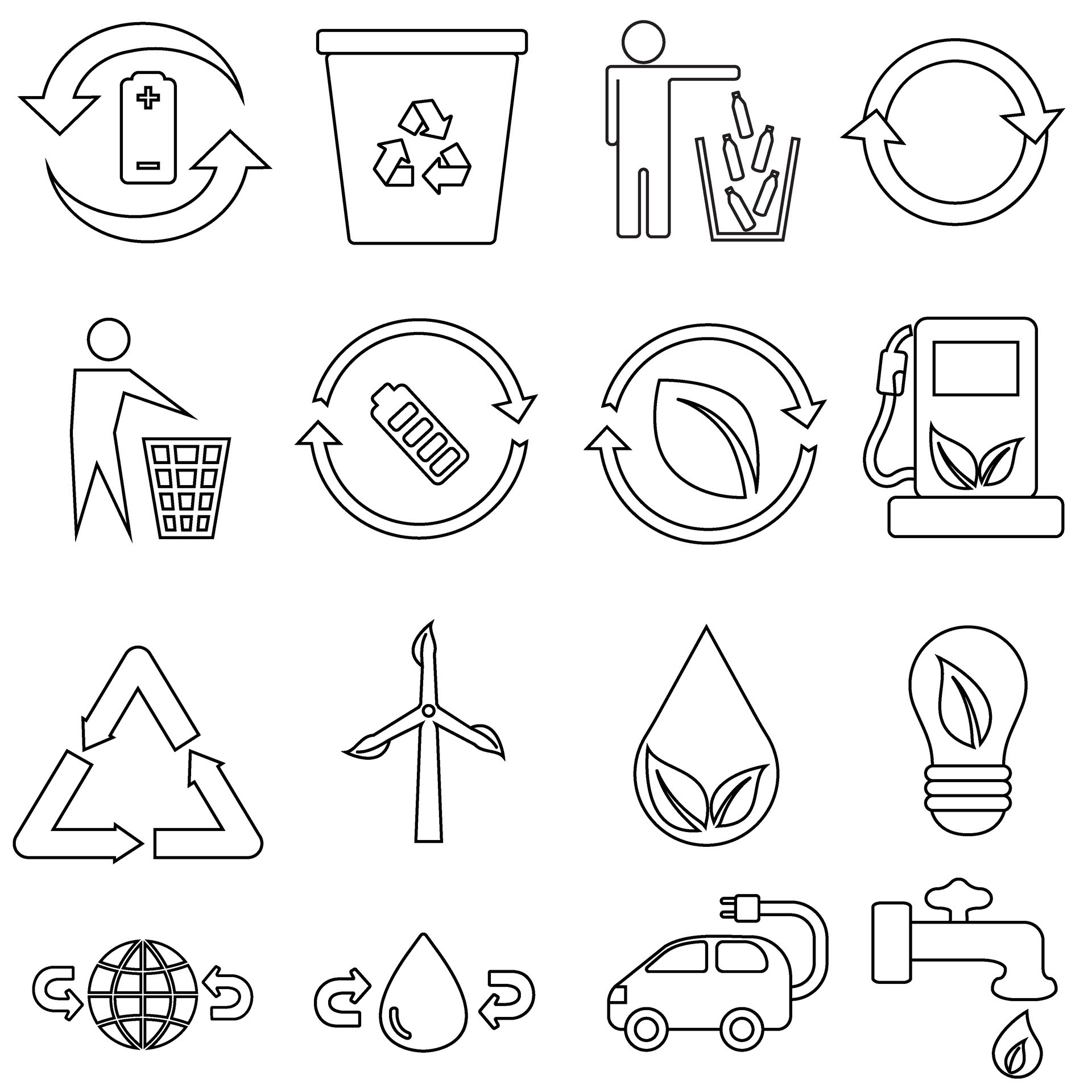 Recycle Vector Icon Set Ecology Illustration Sign Collection Recycling Symbol Eco Logo