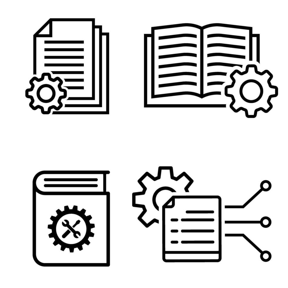 Document Vector Icon Set Technical Documentation Illustration Sign