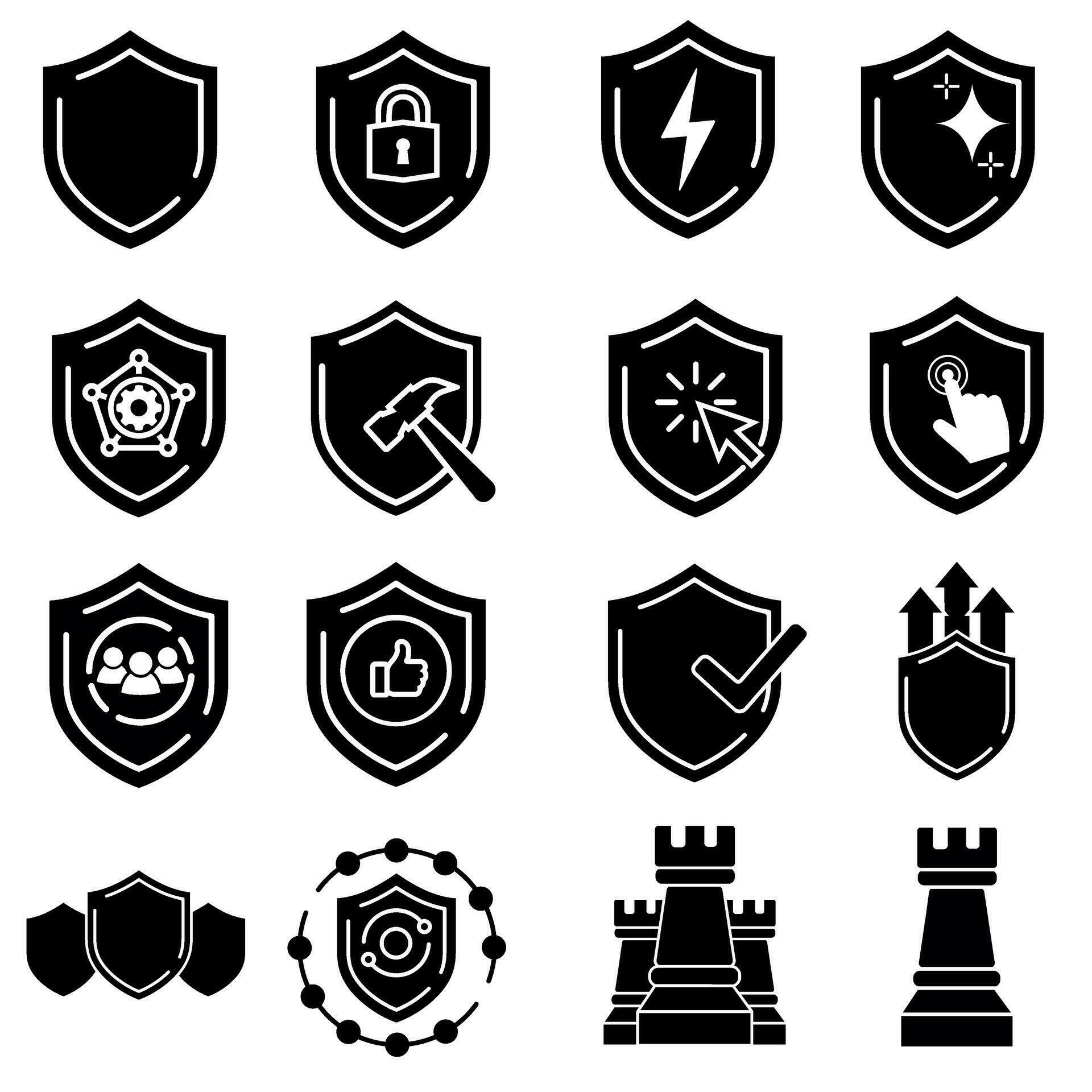 Defense Icon Vector Set Computer Security Illustration Sign Collection