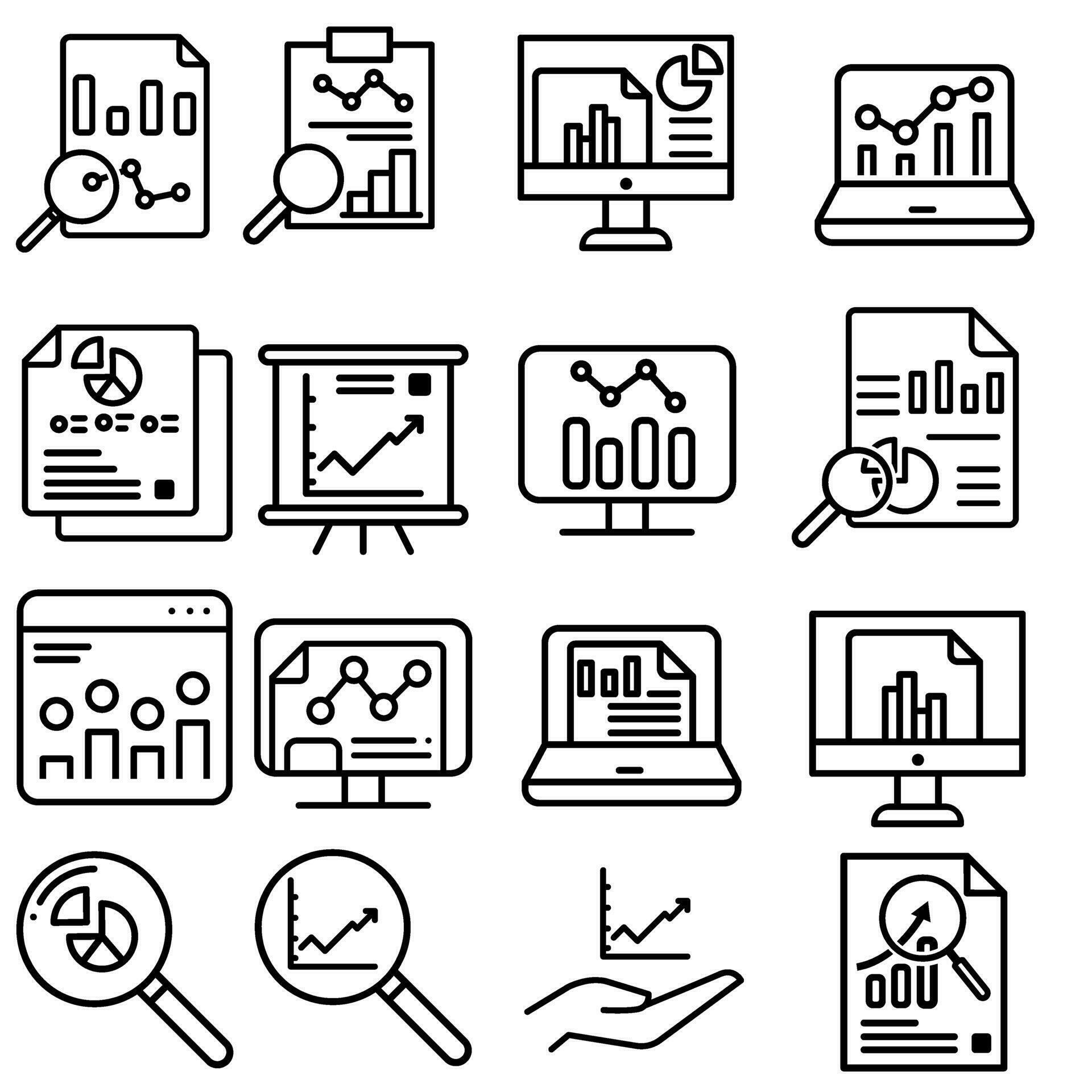 Business analytics icon vector set. Data analysis illustration sign collection. data science ...