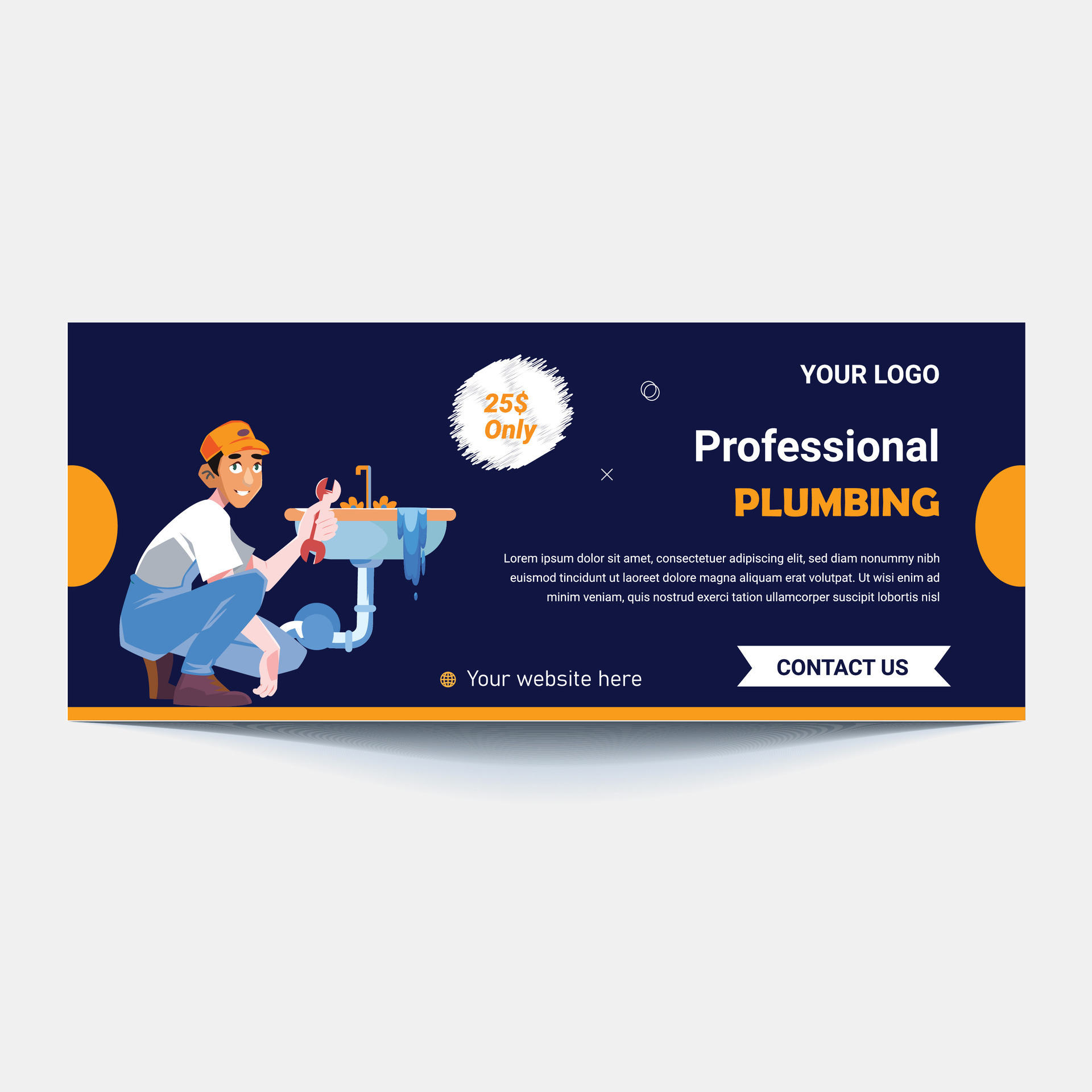 Plumbing service web banner template, Handyman service banner, cover ... Plumbing service web banner template, Handyman service banner, cover ...