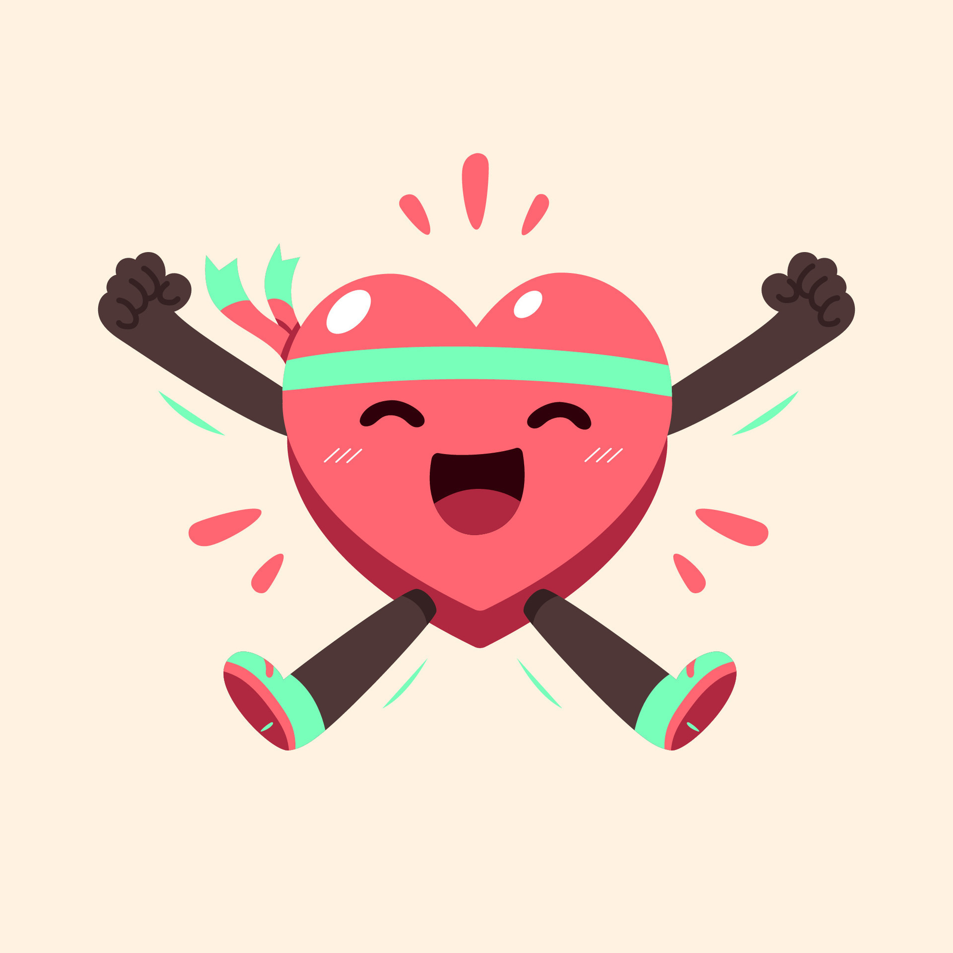 Vector Cartoon Cute Healthy And Happy Heart Character 25367524 Vector Art At Vecteezy