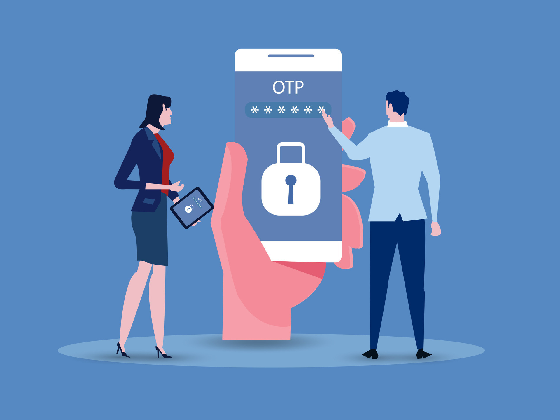 Otp Authentication And Secure Verification Never Share Otp And Bank Details Concept Vector