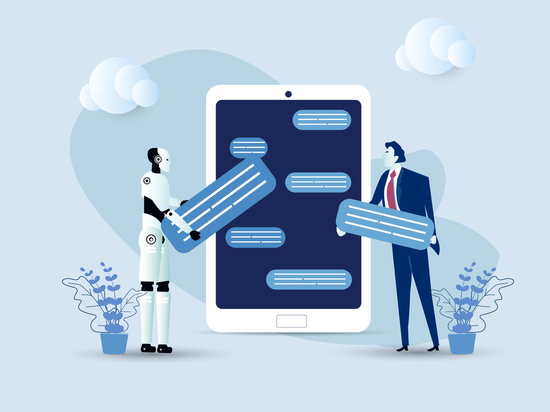 Chat Bot Concept Businessman Chatting With Chat Bot On Smartphone