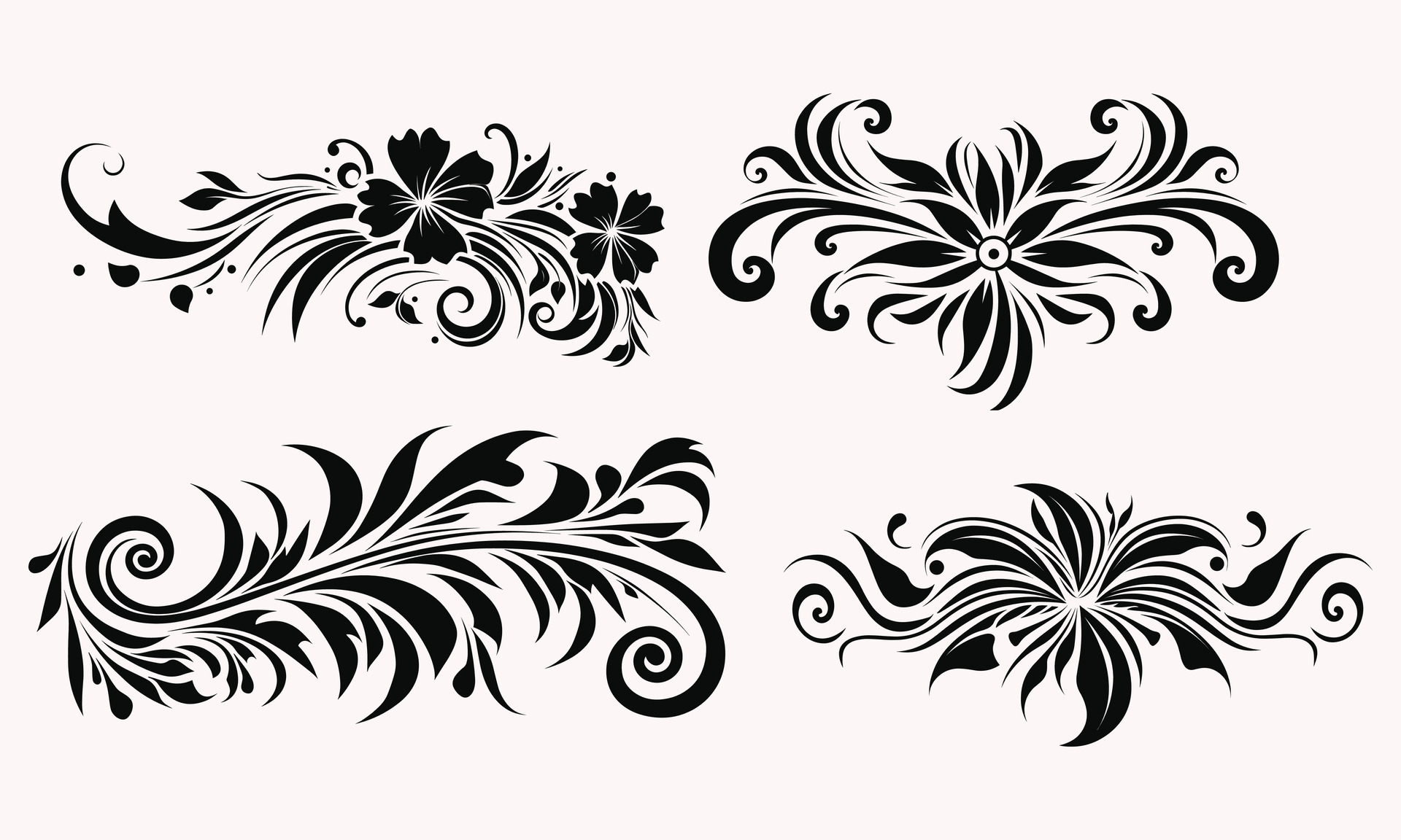 Black And White Tattoo Pattern On Transparent Background In The Style black-and-white-tattoo-pattern-on-transparent-background-in-the-style