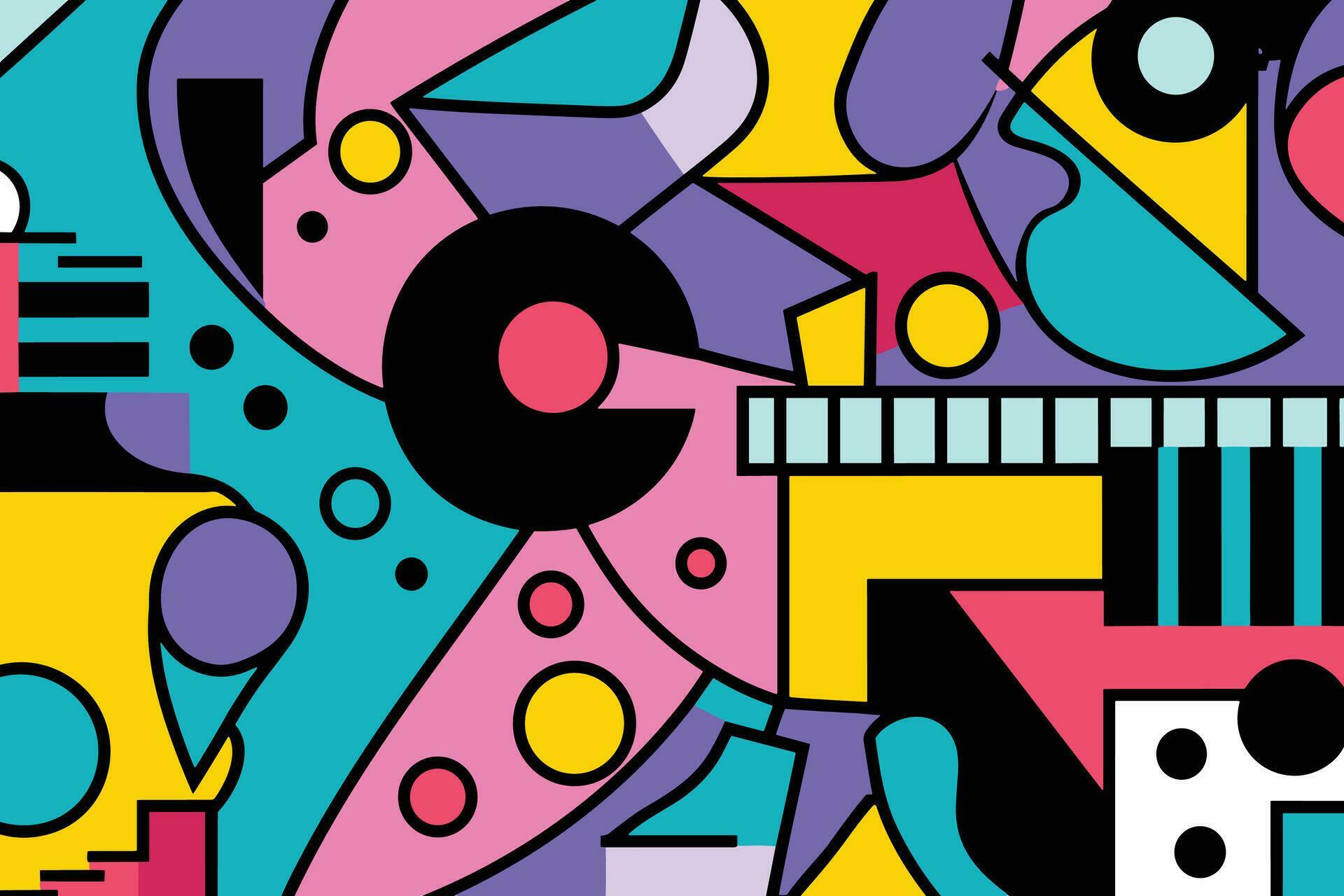 colorful geometric shapes in different colors, in the style of whimsical figures, geometric ...