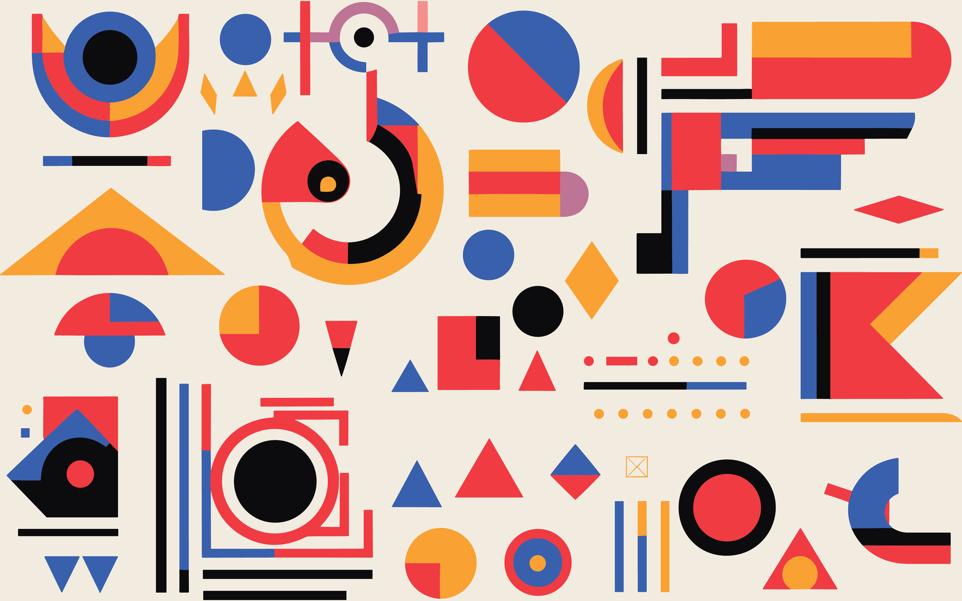 Abstract Geometry Vector Set With Geometric Linear Shapes In The Style Of Bold And Graphic Pop