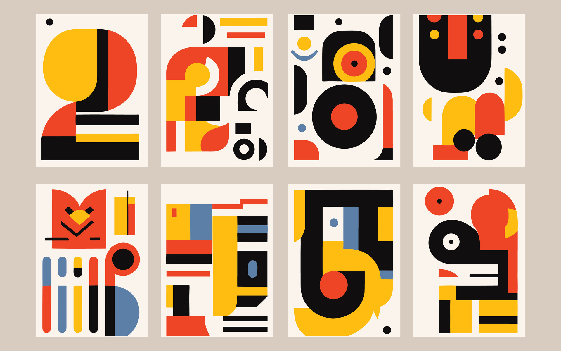 Abstract Geometry Vector Set With Geometric Linear Shapes In The Style Of Bold And Graphic Pop