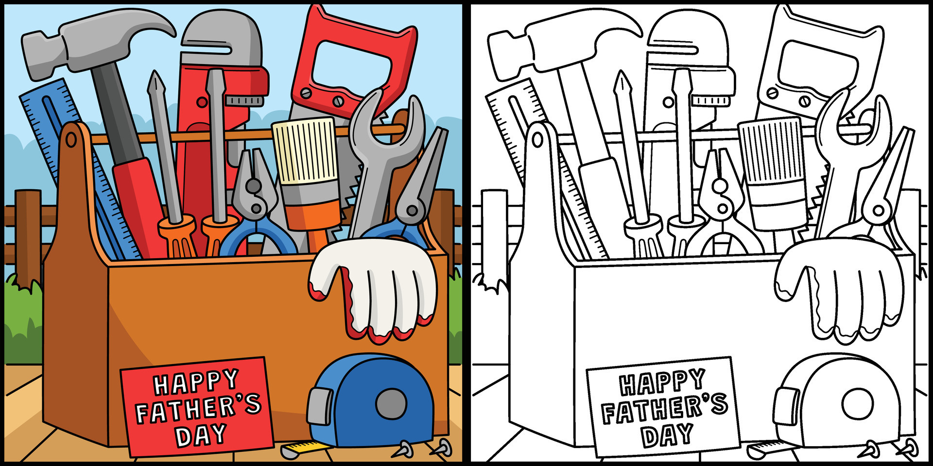Happy Fathers Day Toolbox Coloring Illustration 25376306 Vector Art at ... Happy Fathers Day Toolbox Coloring Illustration 25376306 Vector Art at ...