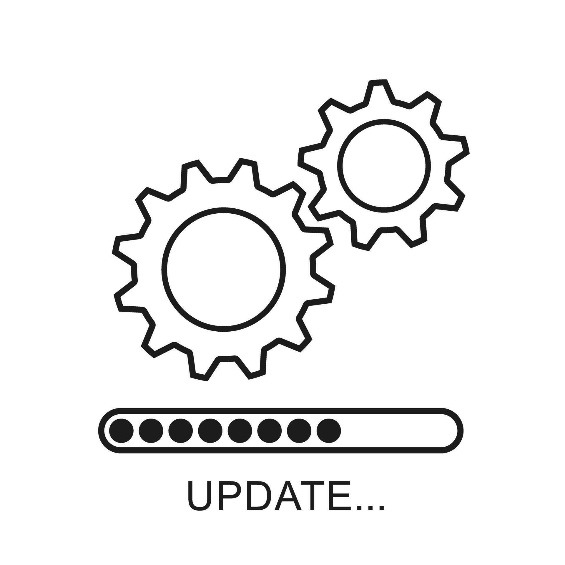 Update icon with gears. Loading or updating files, installing or ...
