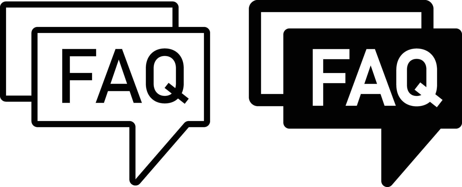 FAQ icon sheet, simple trendy flat style line and solid Isolated vector ...