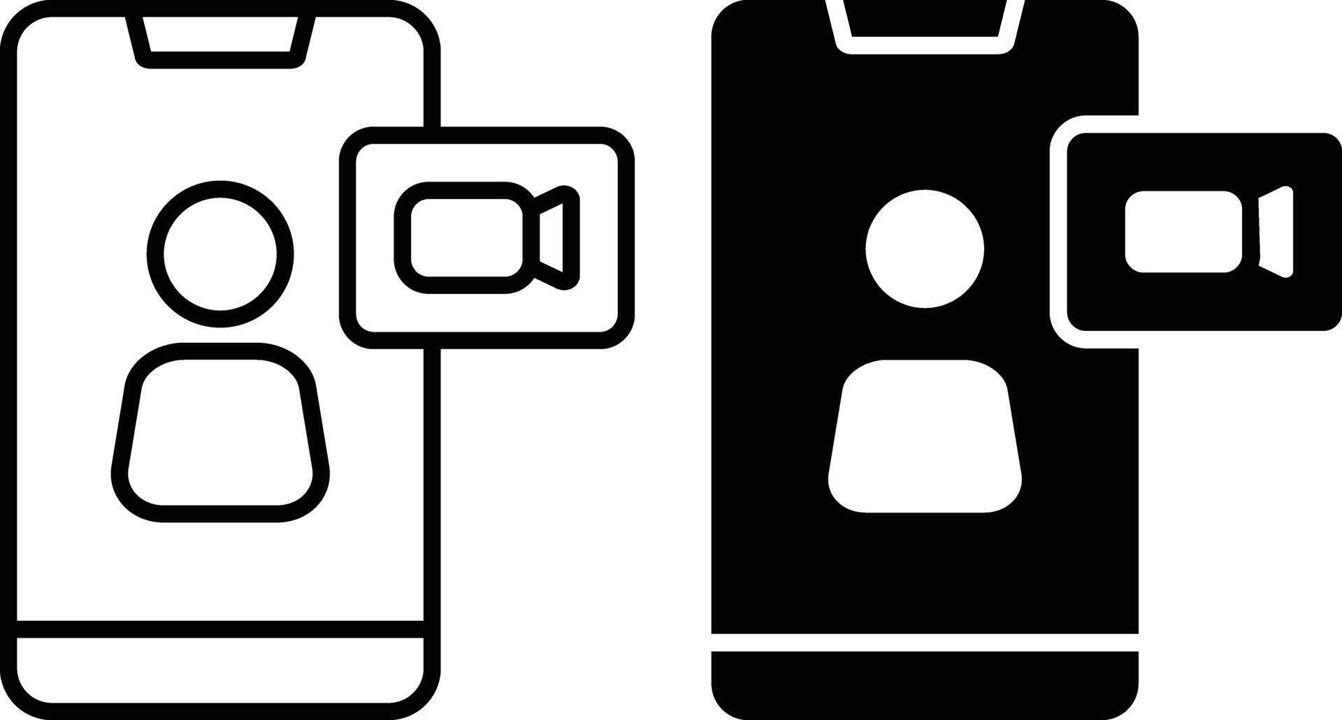 Video call icon sheet, simple trendy flat style line and solid Isolated ...