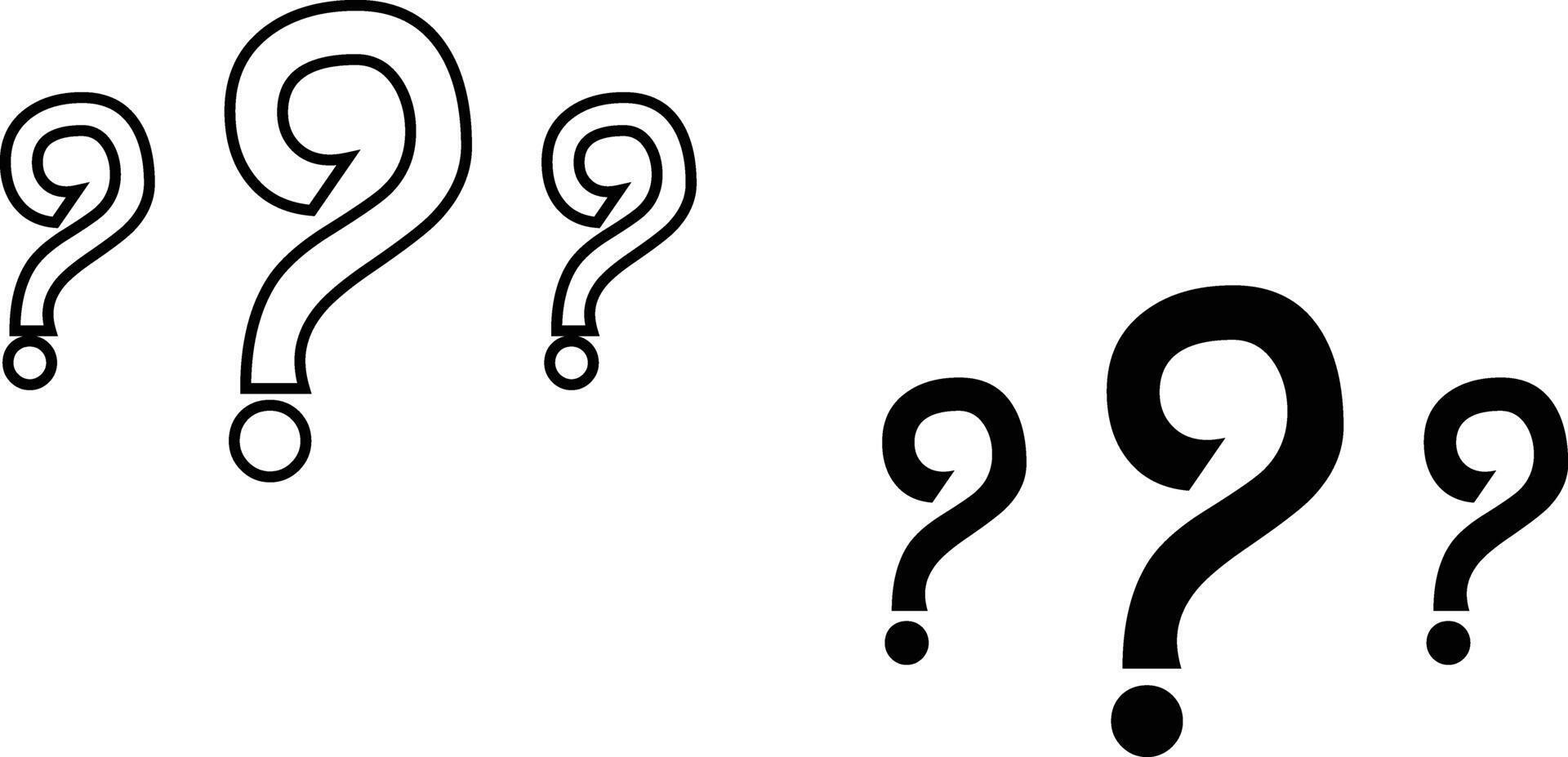 Question mark icon sheet, simple trendy flat style line and solid ...
