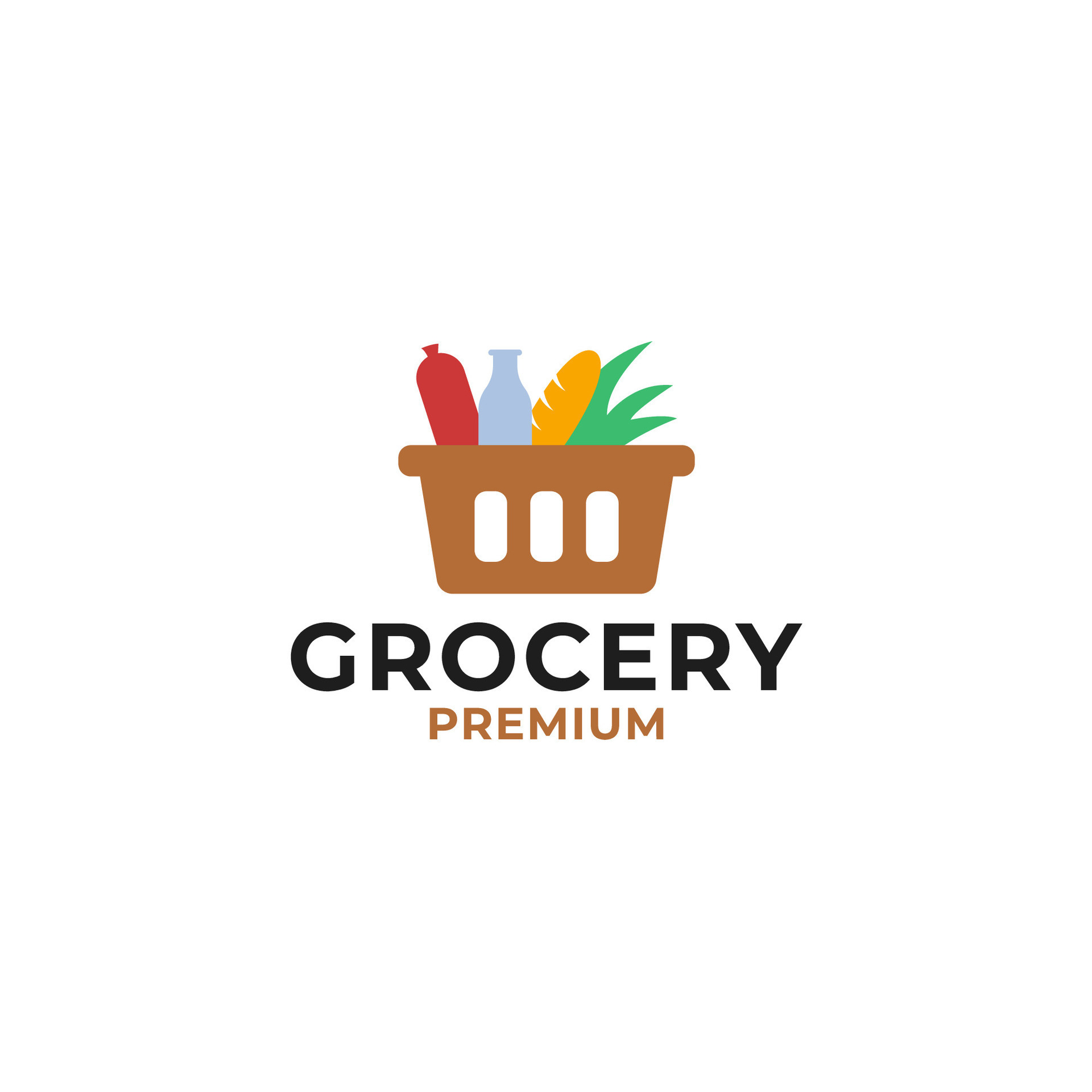 Creative Grocery Store Logo with A Shop Basket Design Concept Vector Illustration Symbol Icon ...