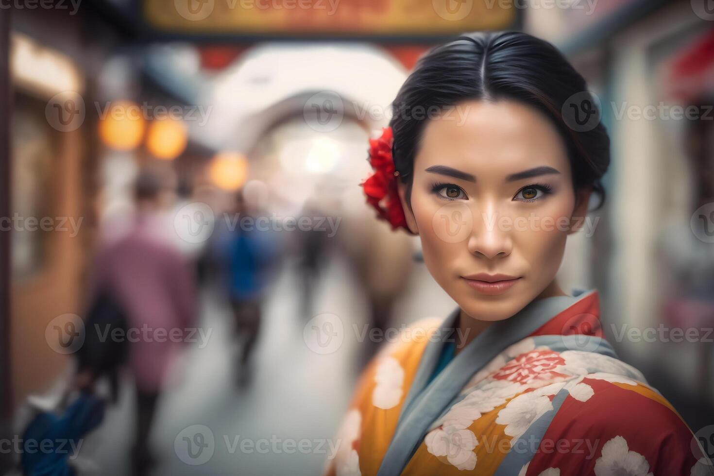 Portrait of a Japanese woman in national clothes. Neural network 25383042 Stock Photo at Vecteezy