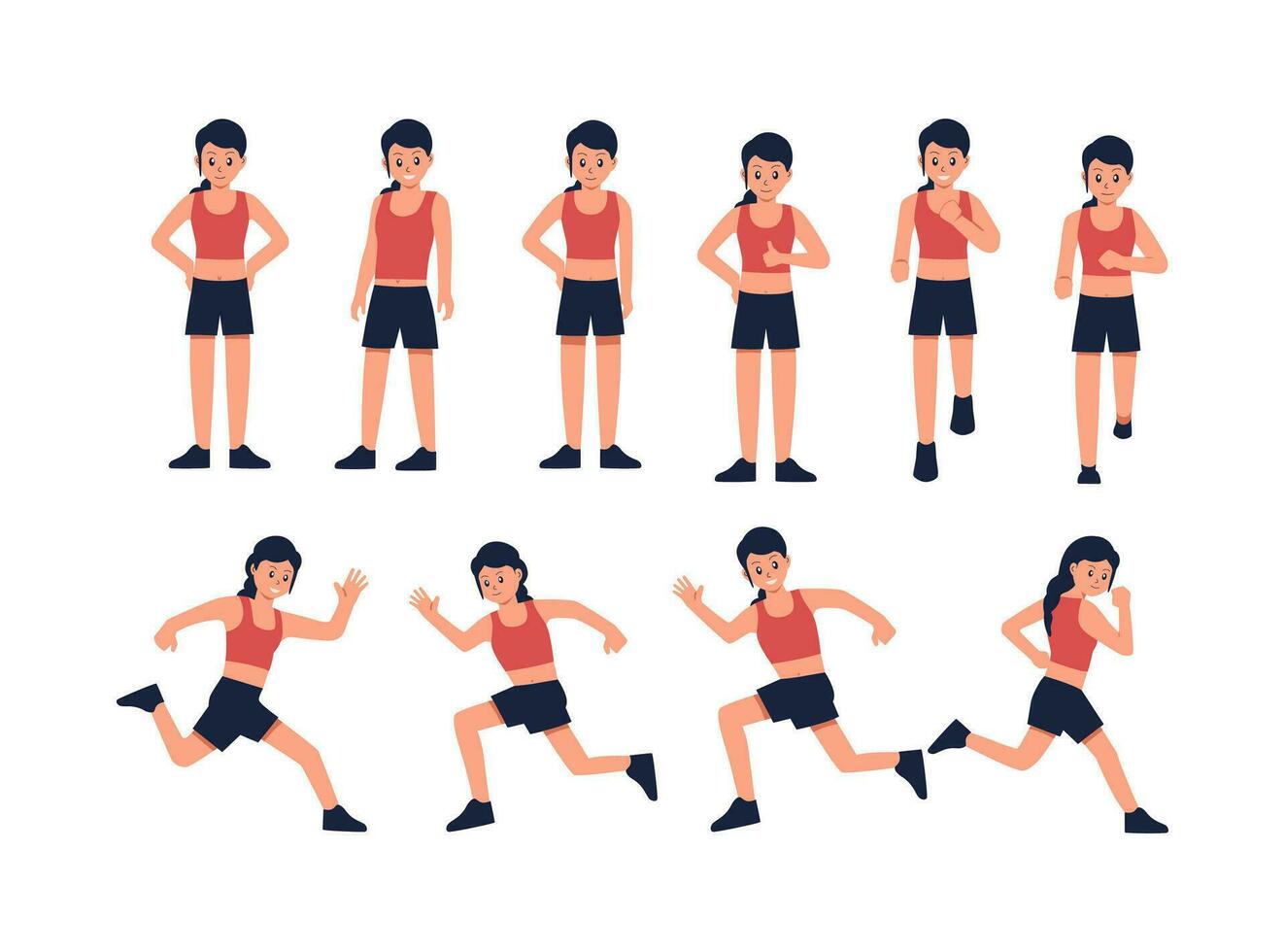 Female Runner Illustration Vector Set 25383608 Vector Art at Vecteezy