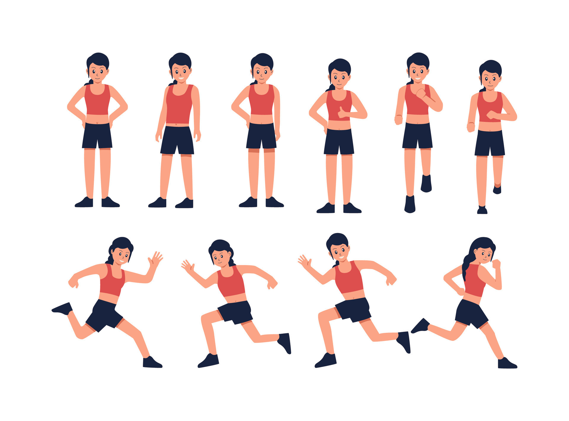 Female Runner Illustration Vector Set 25383608 Vector Art at Vecteezy