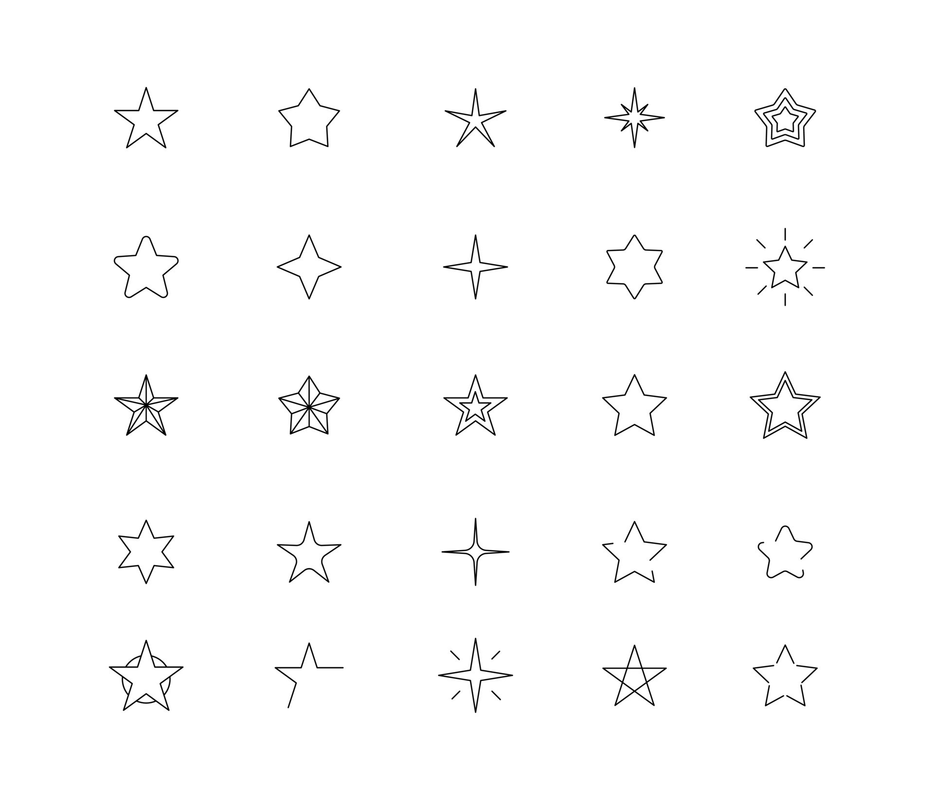 Star Outline Icon Vector Set 25383615 Vector Art at Vecteezy