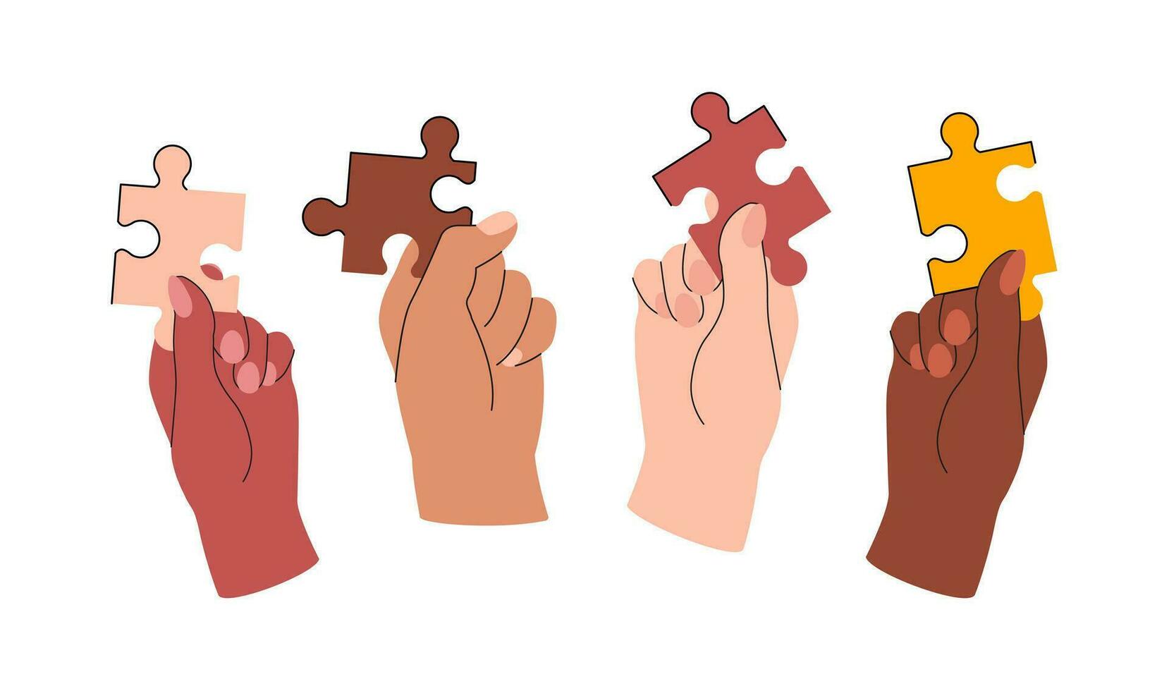 Diverse hands making puzzle vector illustration isolated 25383759 ... Diverse hands making puzzle vector illustration isolated 25383759 ...