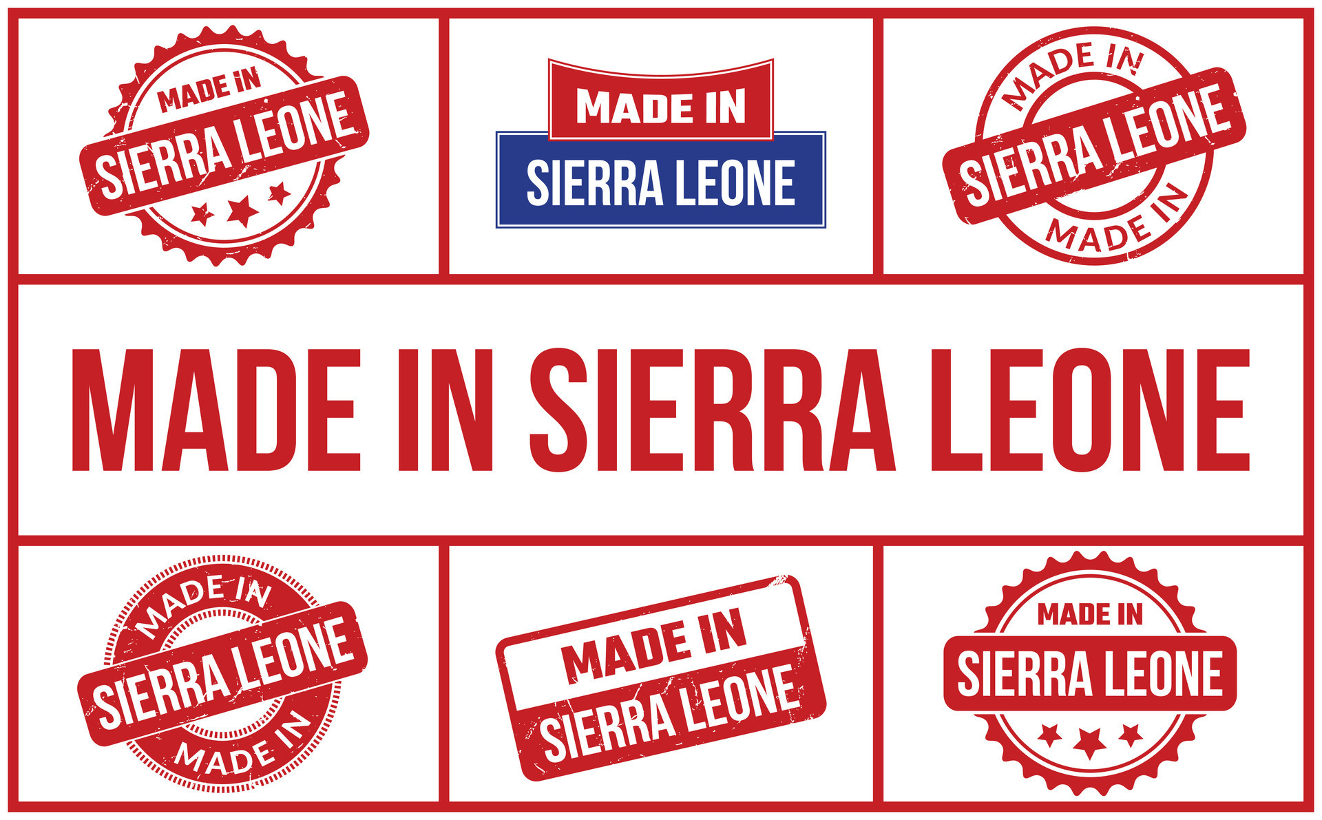 Made In Sierra Leone Rubber Stamp Set 25384175 Vector Art at Vecteezy
