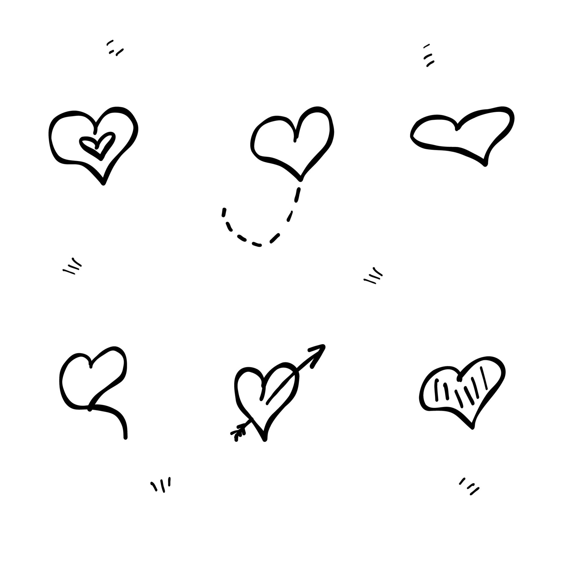heart arrow love set doodle hand drawn 25385584 Vector Art at Vecteezy