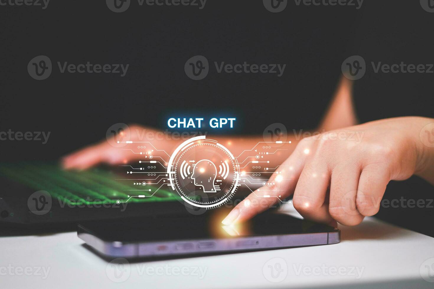 ChatGPT Chat with AI or Artificial Intelligence using an artificial intelligence chatbot ...