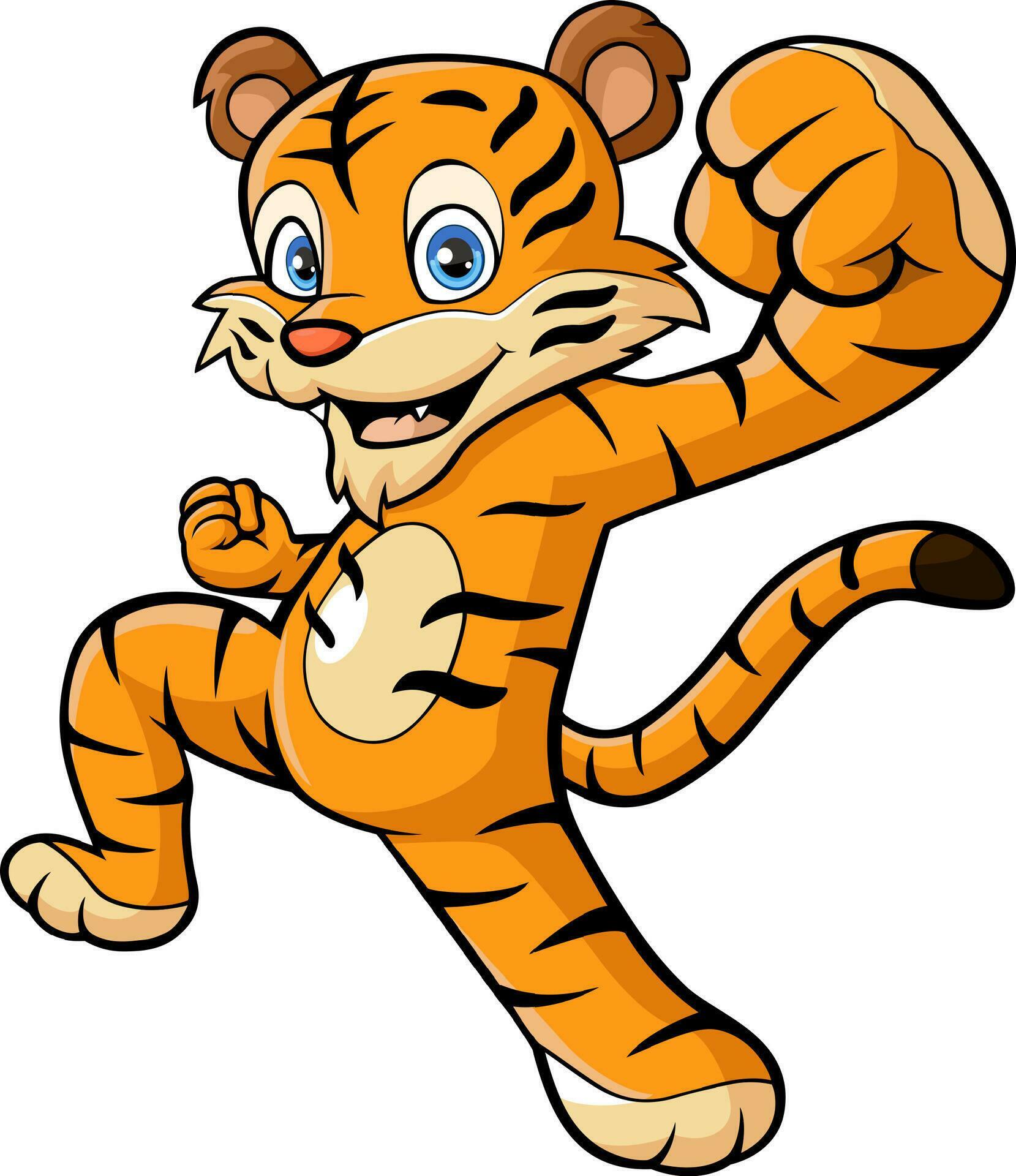 Cute tiger cartoon posing on white background 25389815 Vector Art at Vecteezy