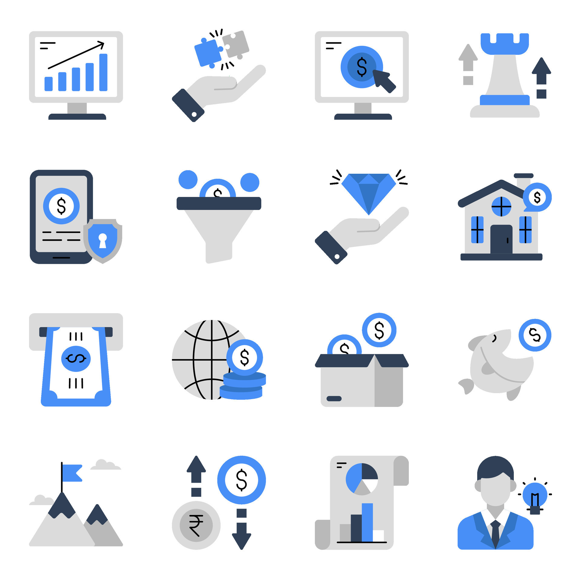 Pack of Finance Flat Icons 25392350 Vector Art at Vecteezy
