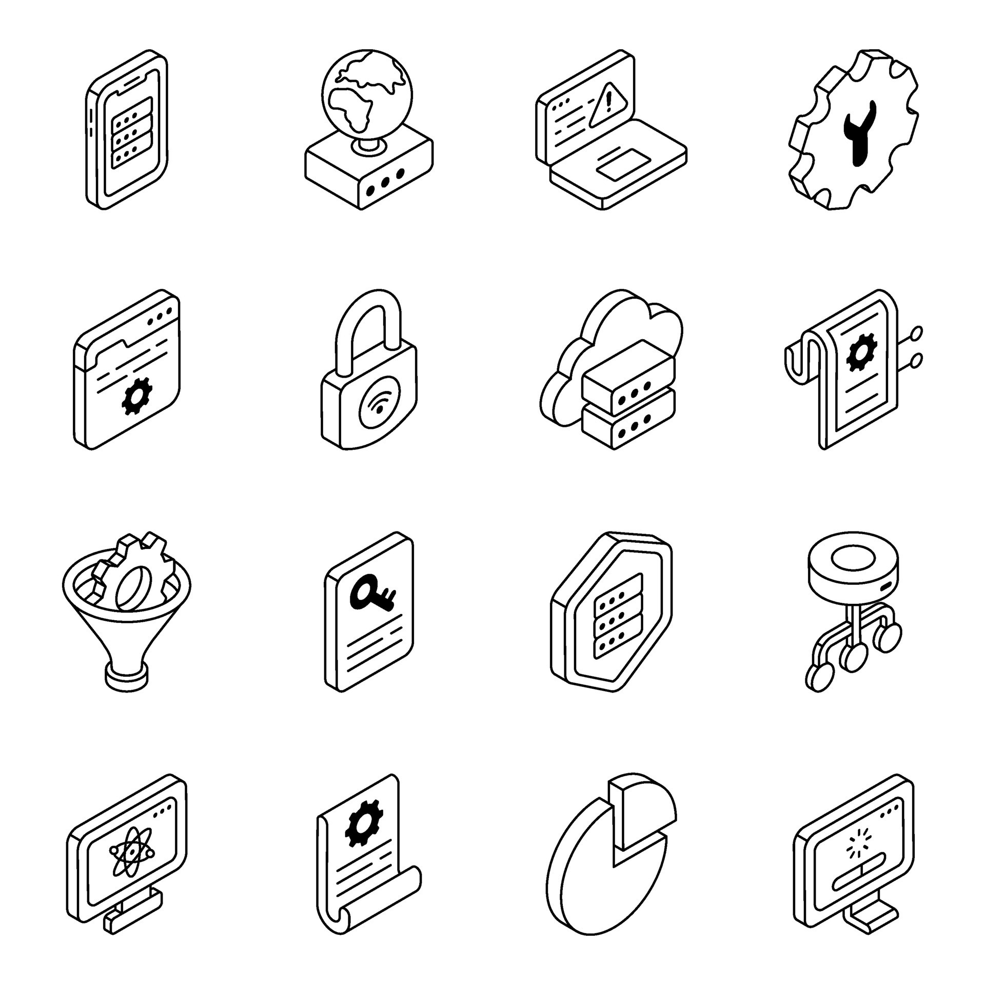 Pack of Data Linear Icons 25392356 Vector Art at Vecteezy